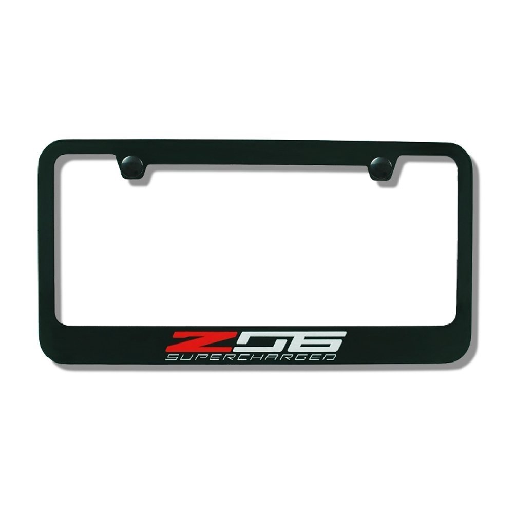 C7 Corvette Stingray Black License Plate Frame w/Z06 Supercharged ...
