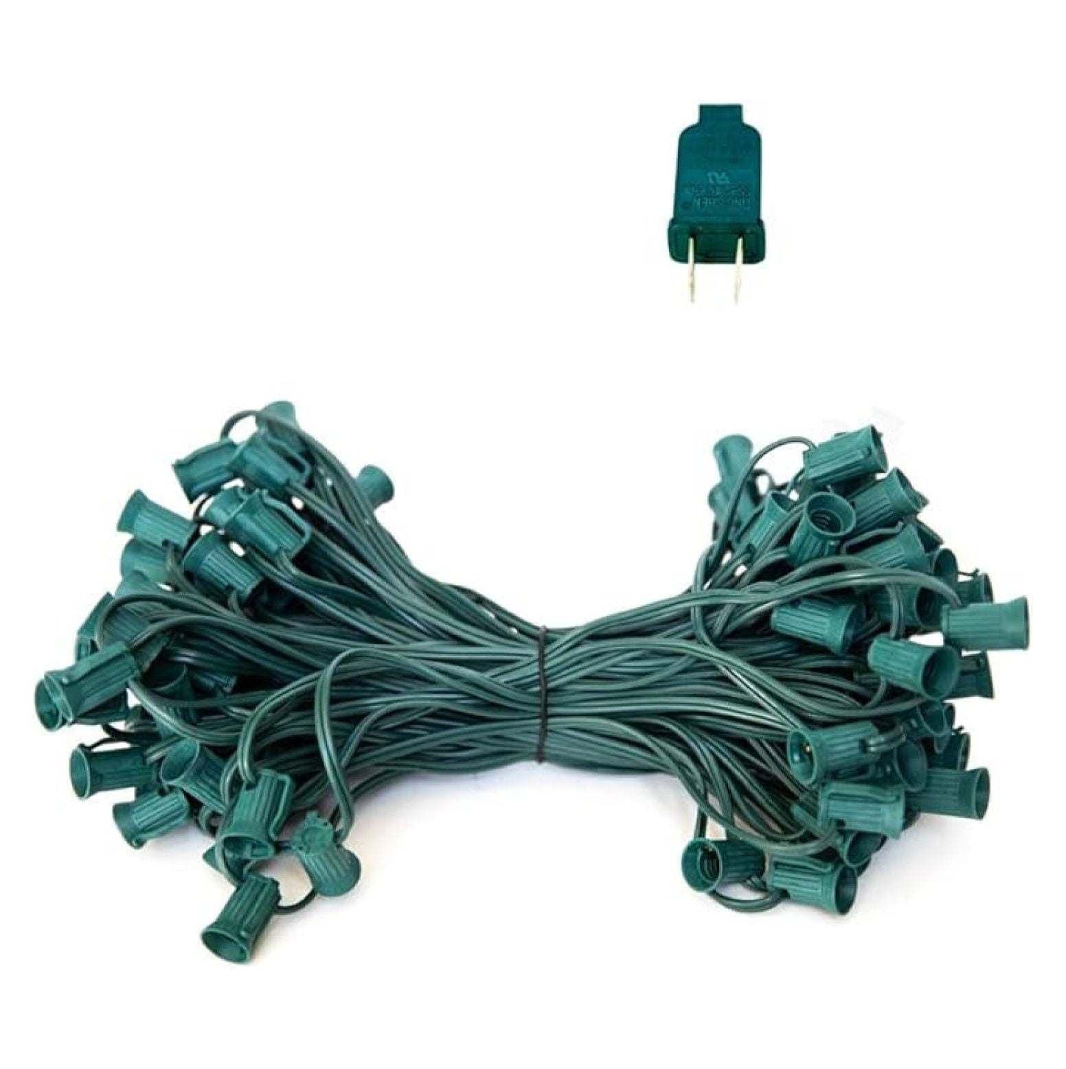 C7 Green Light String - 100ft Outdoor Lights, 100 Sockets, 12 Inch ...