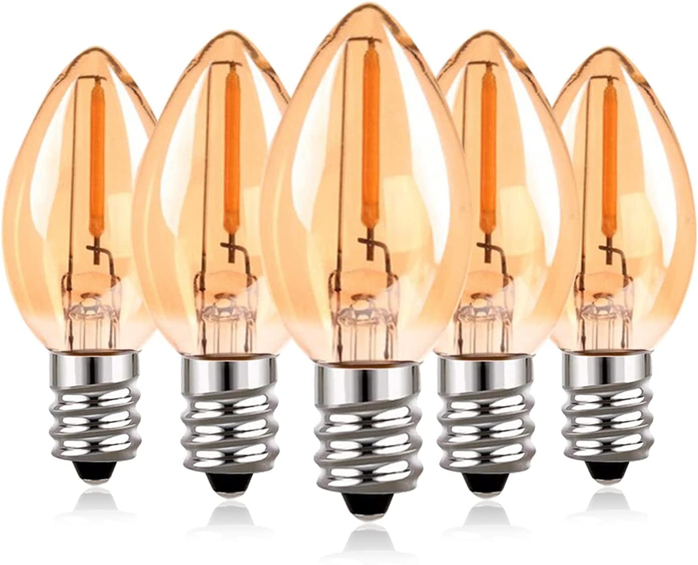 C7 LED Bulb, 0.5W Light Candle Bulbs, Amber Glow 5w Incandescent ...