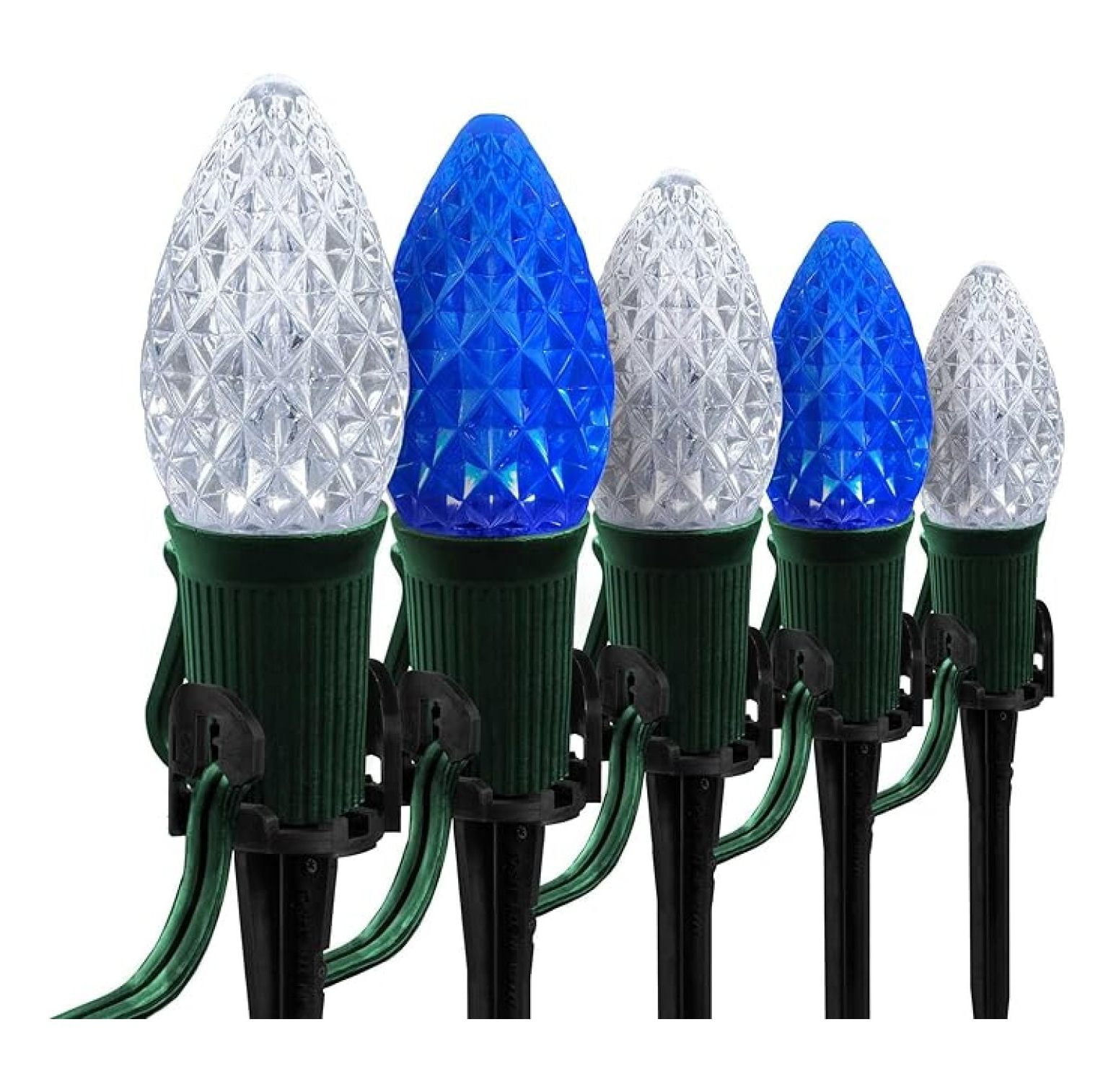 C7 LED Pathway Lights 50ft - Blue & Cool White - OptiCore Christmas ...