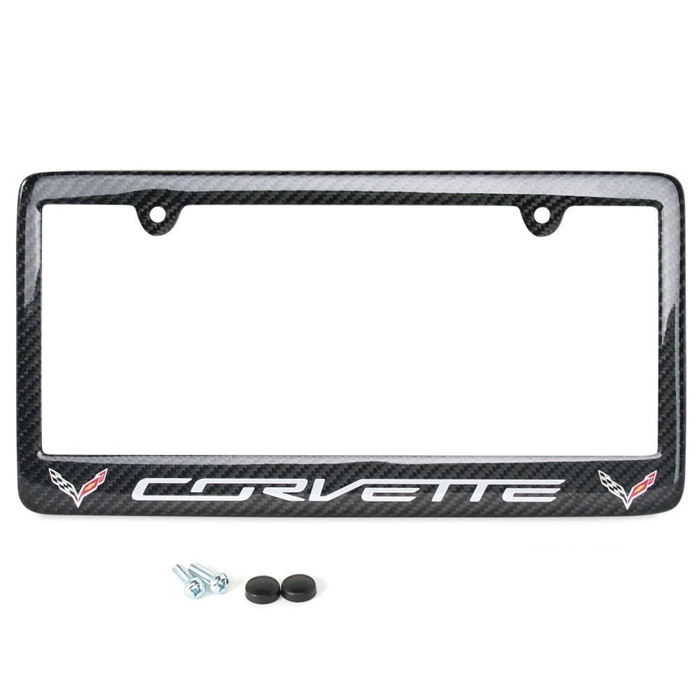 C7 Light Gray Corvette script with w/Double Logo License Plate Frame ...
