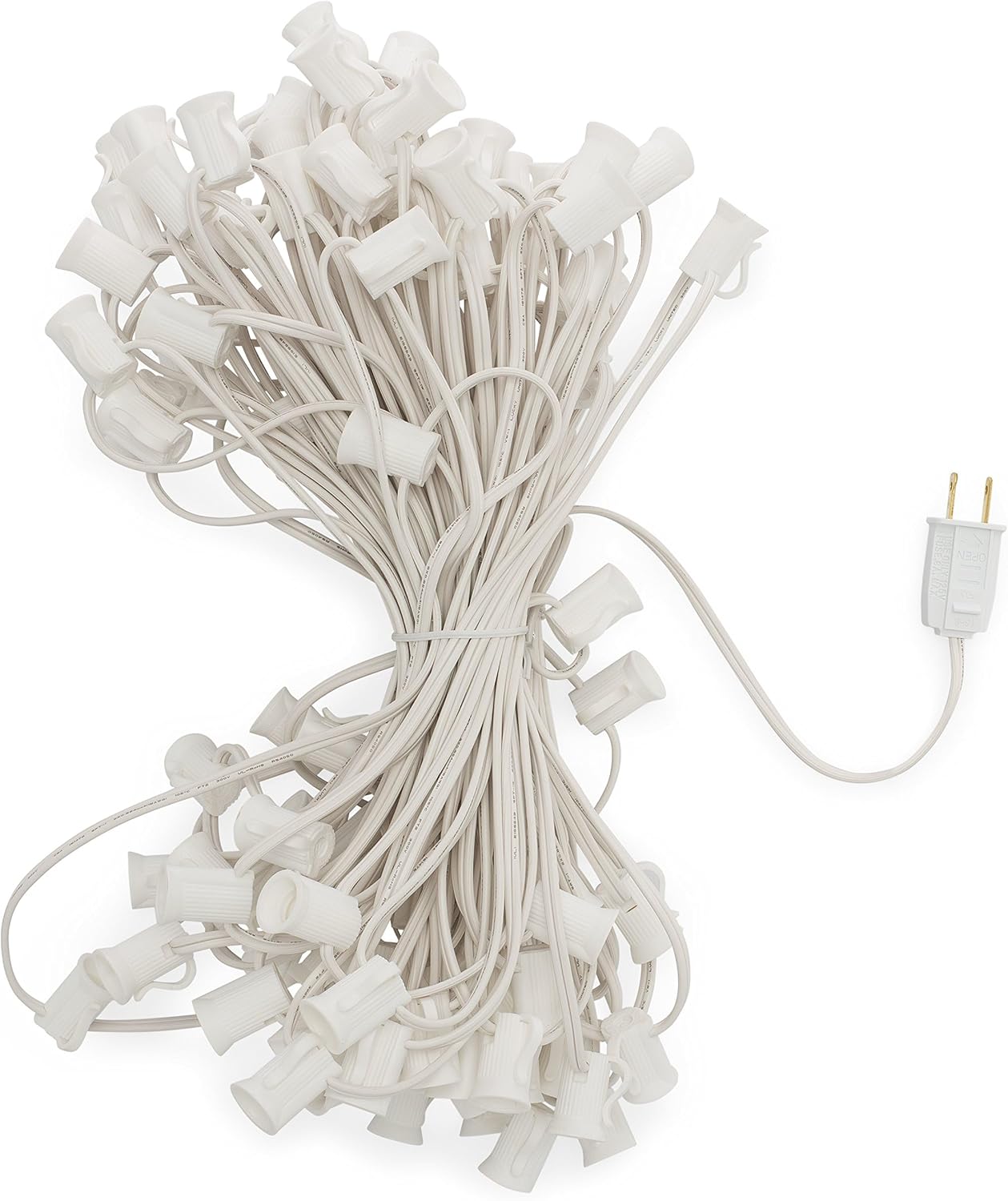 C7 Light Strings | 100' Green Cord with 12" Socket Spacing, E12 Light ...