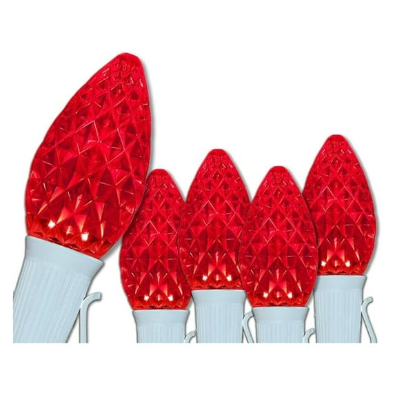 C7 Red Christmas Lights - 50ft Outdoor String Lights, 50 LED Bulbs ...