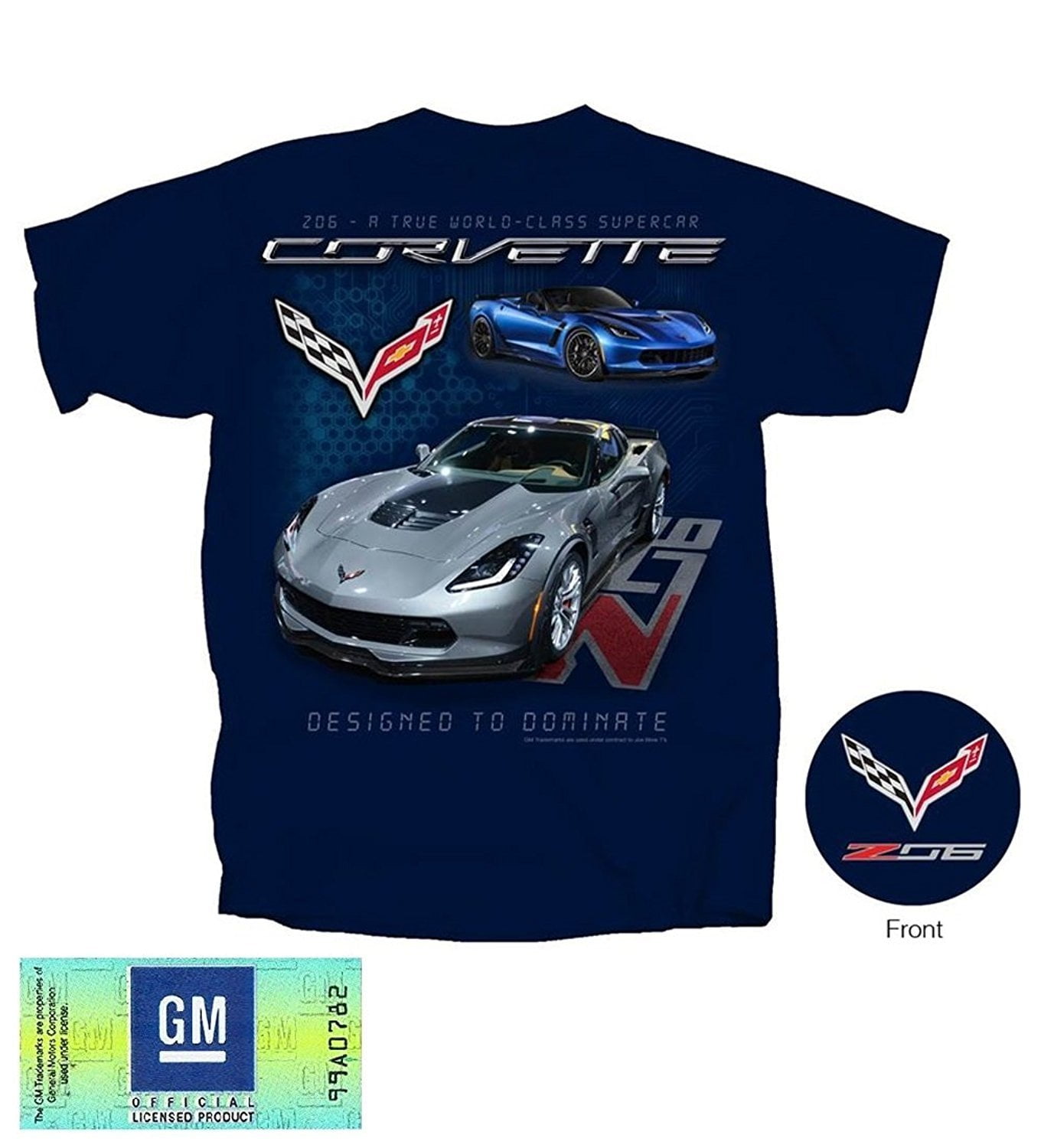 C7 Z06 Corvette Designed To Dominate T-shirt : Navy Small - Walmart.com