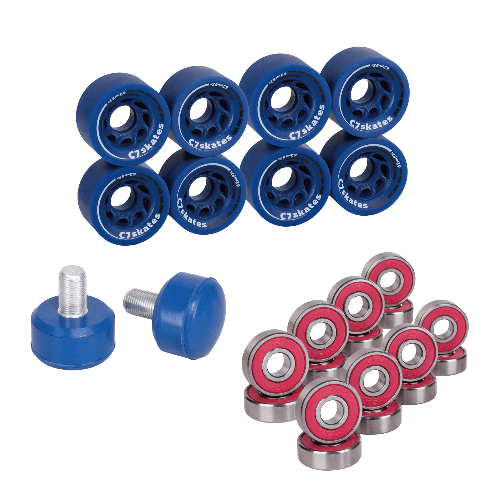C7skates Roller Skate Wheels and Stoppers Combo, Blue - Walmart.com
