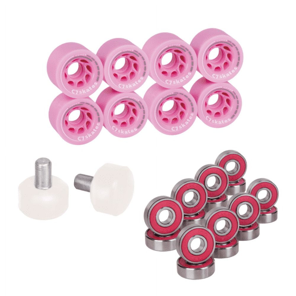 C7skates Roller Skate Wheels and Stoppers Combo, Pink Lemonade ...