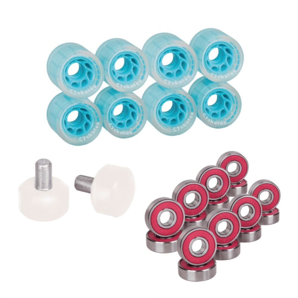 C7skates Roller Skate Wheels and Stoppers Combo, Powder Blue - Walmart.com