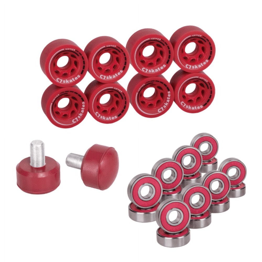 C7skates Roller Skate Wheels and Stoppers Combo, Red - Walmart.com