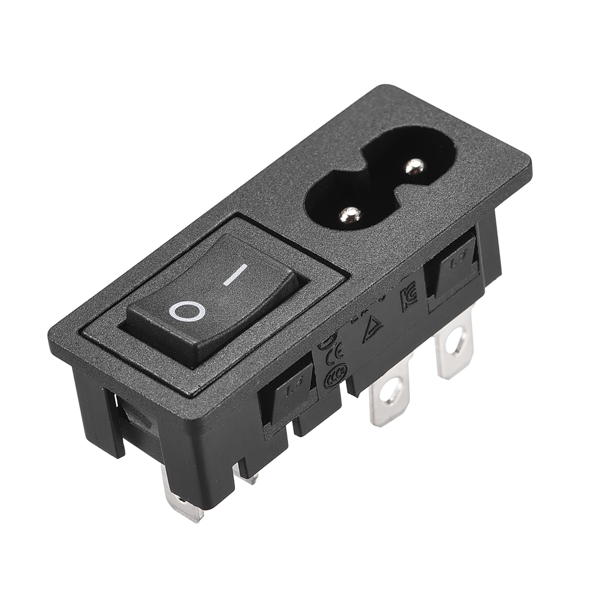 C8-8 Panel Mount Plug Adapter AC 250V 2.5A 2 Pins 1.5mm Buckle IEC ...