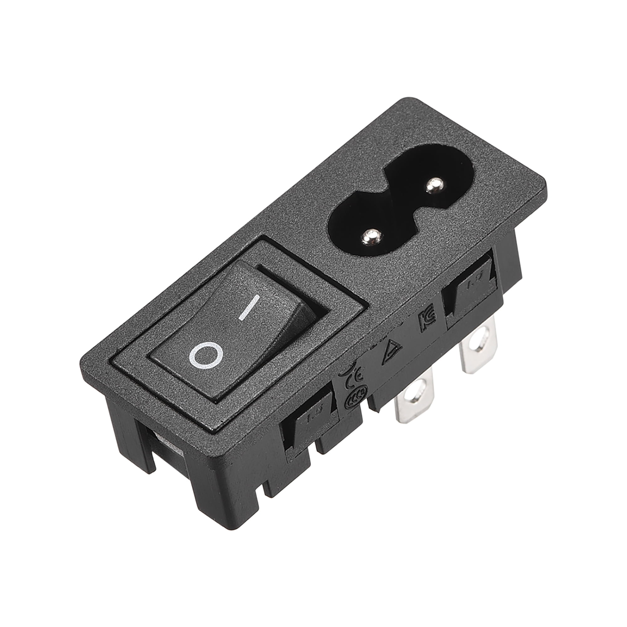C8-8 Panel Mount Plug Adapter AC 250V 2.5A 2 Pins 1.5mm Buckle IEC ...