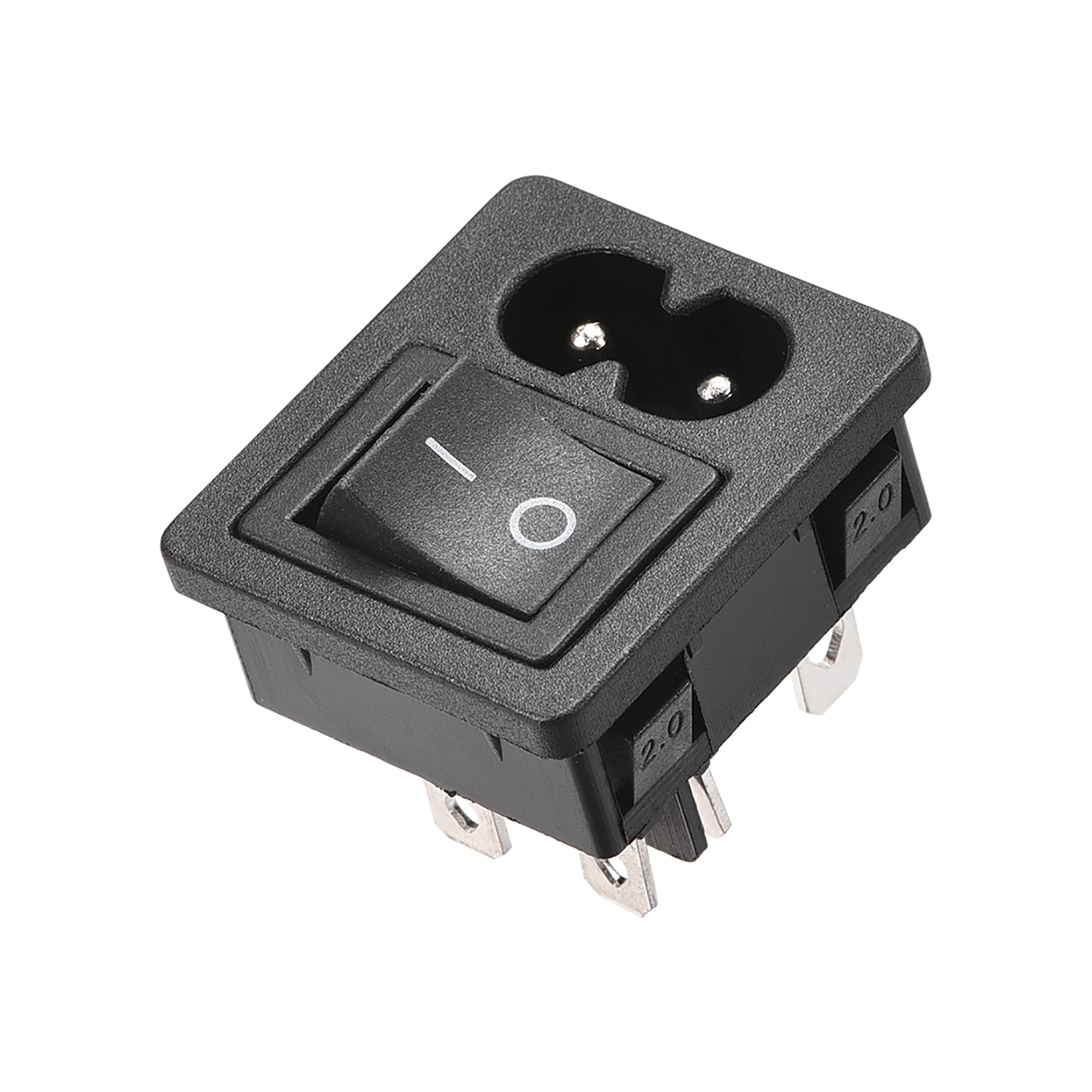 C8-8 Panel Mount Plug Adapter AC 250V 2.5A 2 Pins 2mm Buckle IEC Inlet ...