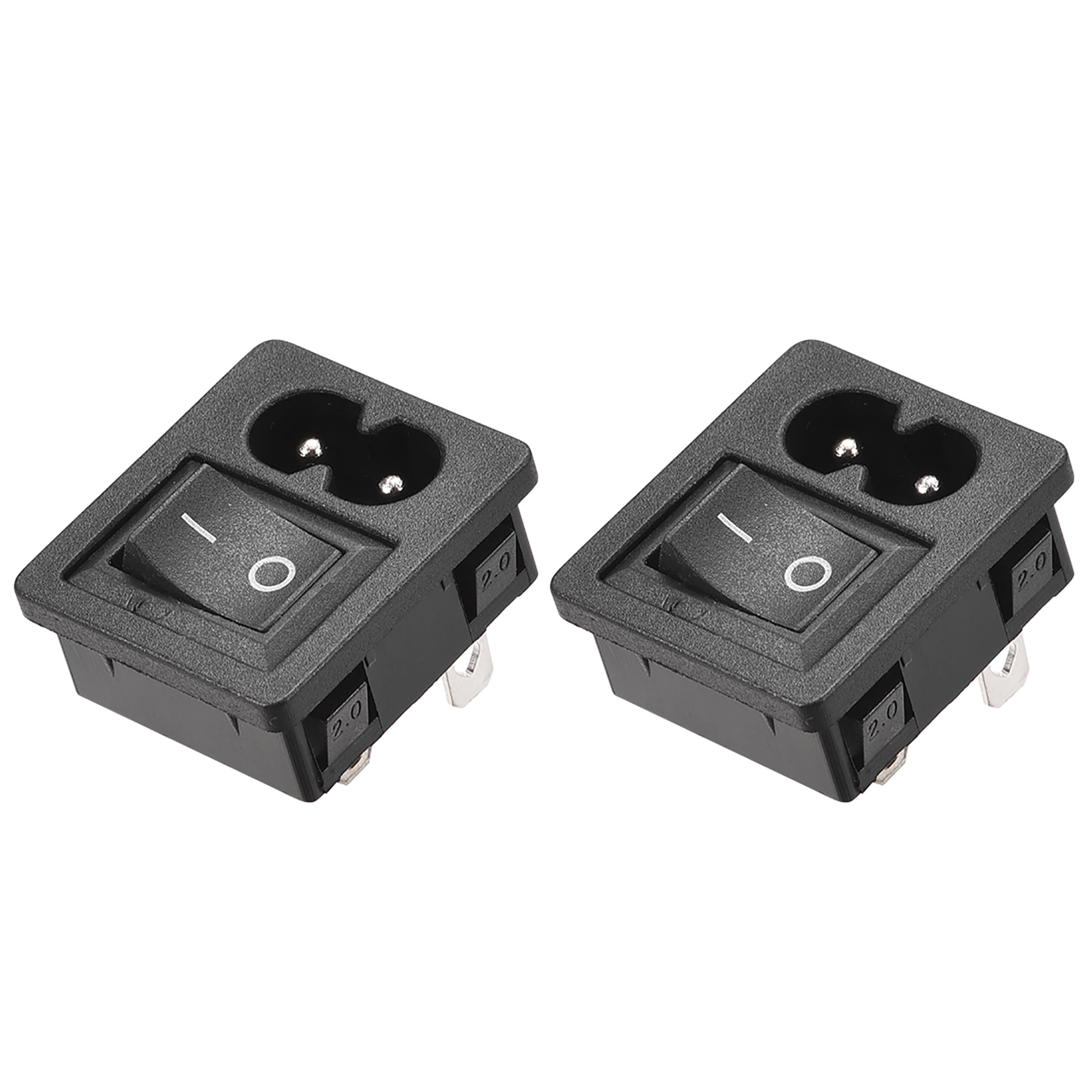 C8-8 Panel Mount Plug Adapter AC 250V 2.5A 2 Pins 2mm Buckle IEC Inlet ...