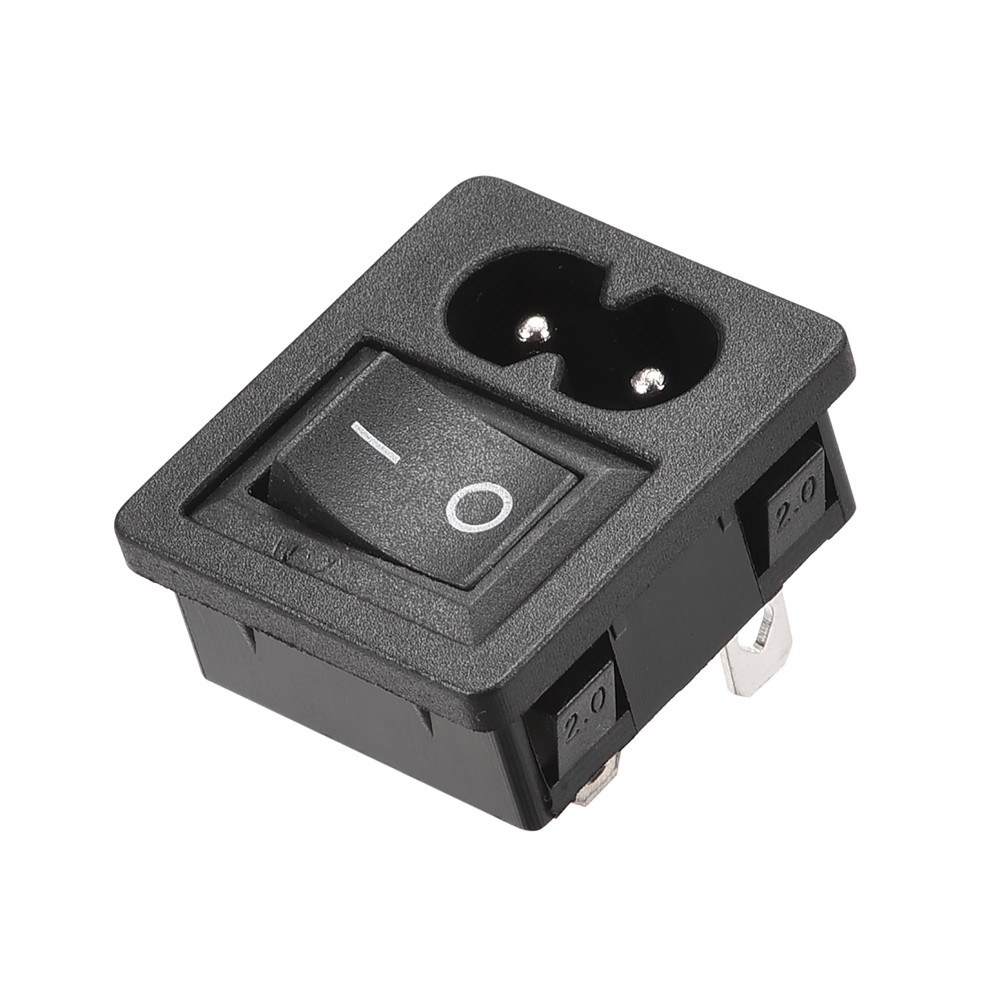 C8-8 Panel Mount Plug Adapter AC 250V 2.5A 2 Pins 2mm Buckle IEC Power ...