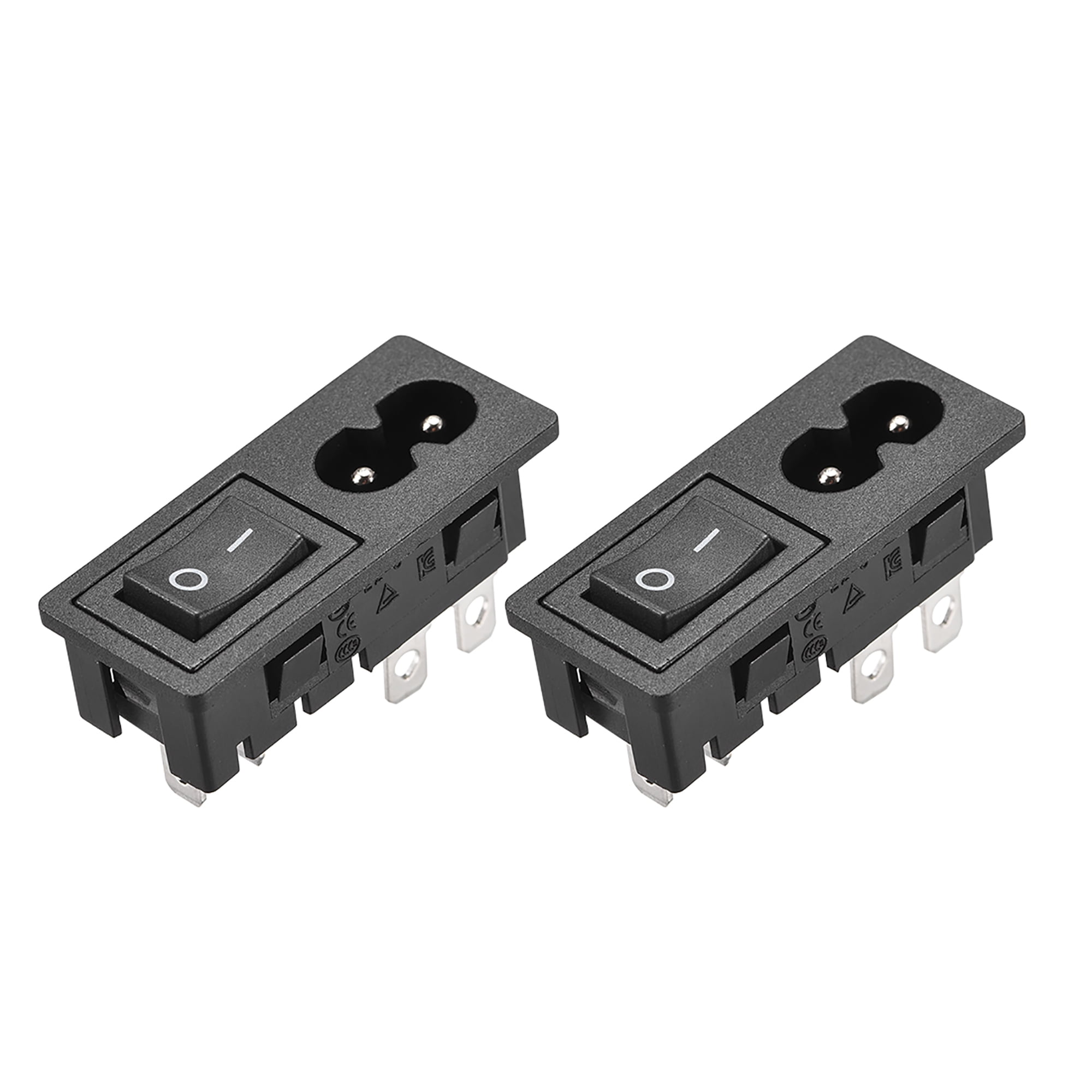 C8-8 Panel Mount Plug Adapter AC 250V 2.5A 2 Pins 3mm Buckle IEC Inlet ...