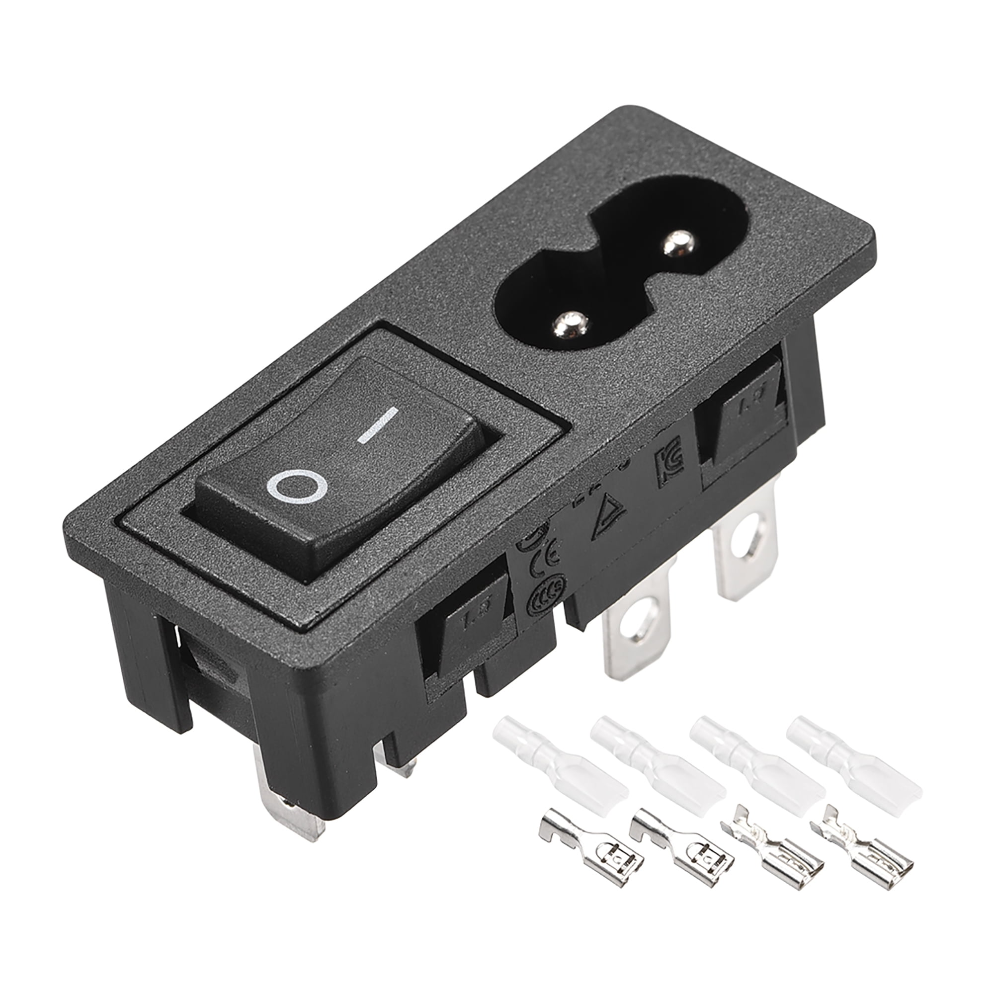 C8-8 Panel Mount Plug Adapter AC 250V 6A 2 Pins 1.5mm Buckle IEC Inlet ...