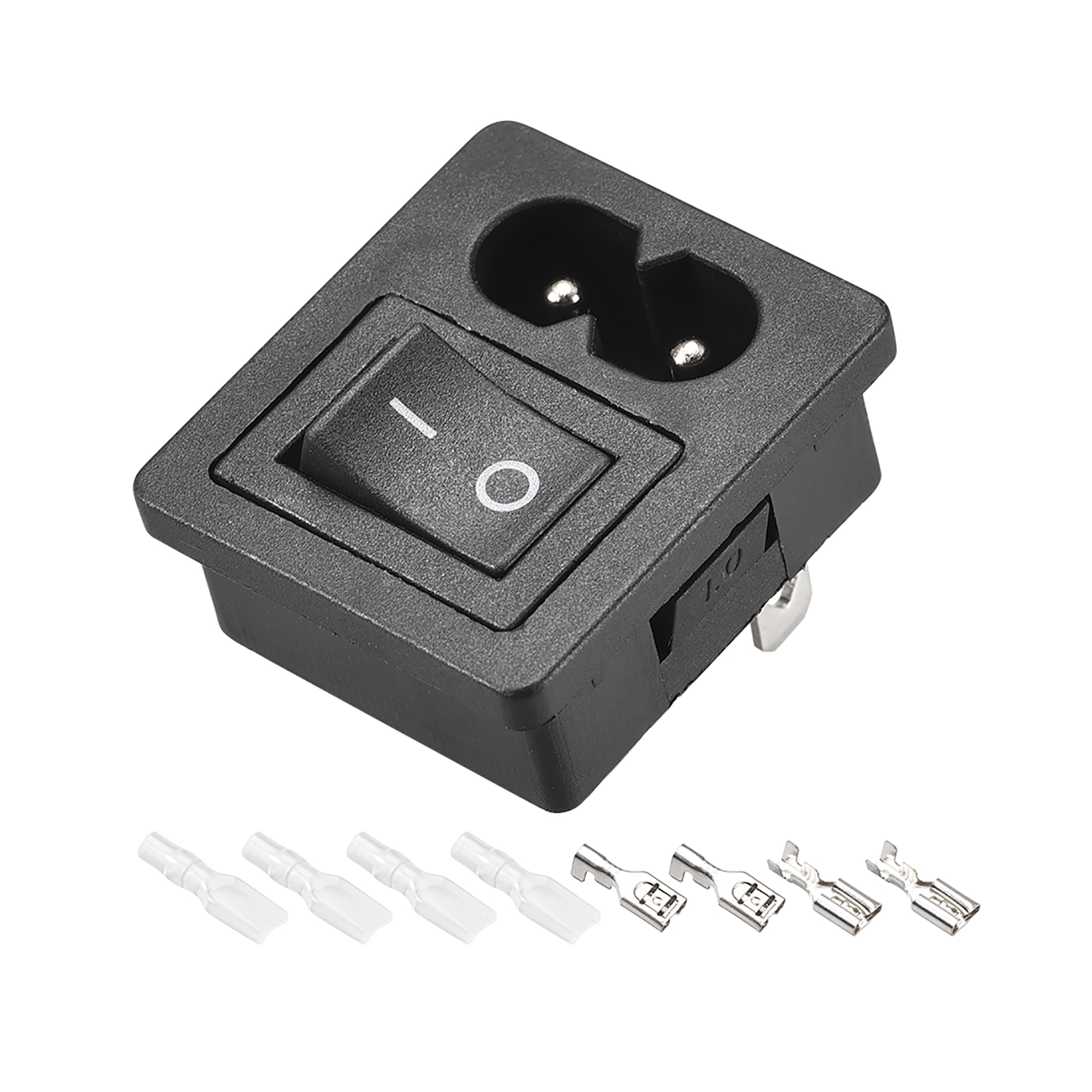 C8-8 Panel Mount Plug Adapter AC 250V 6A 2 Pins 1mm Buckle IEC Inlet ...