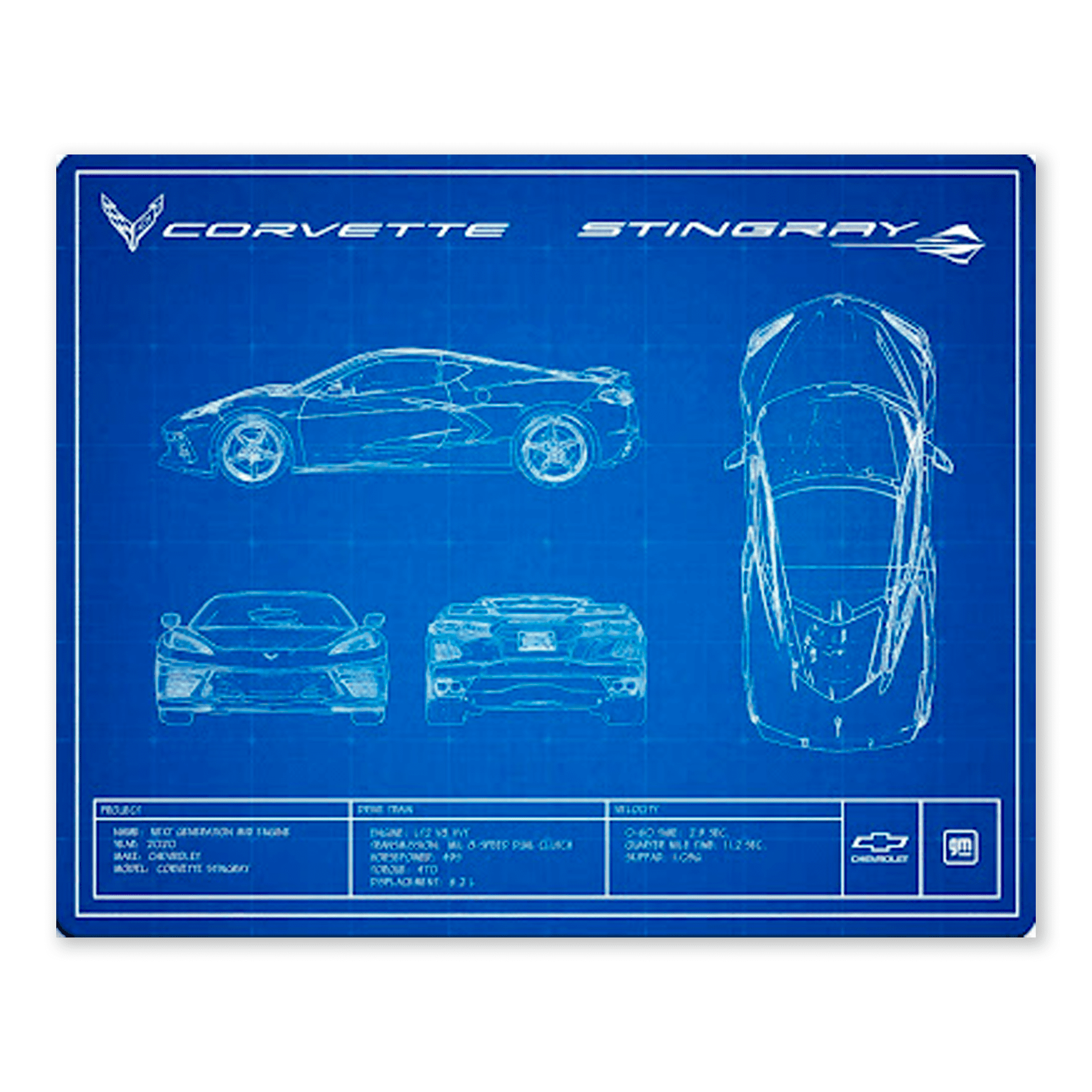 C8 Blueprint Art Metal Print with Holes for Mounting - Walmart.com