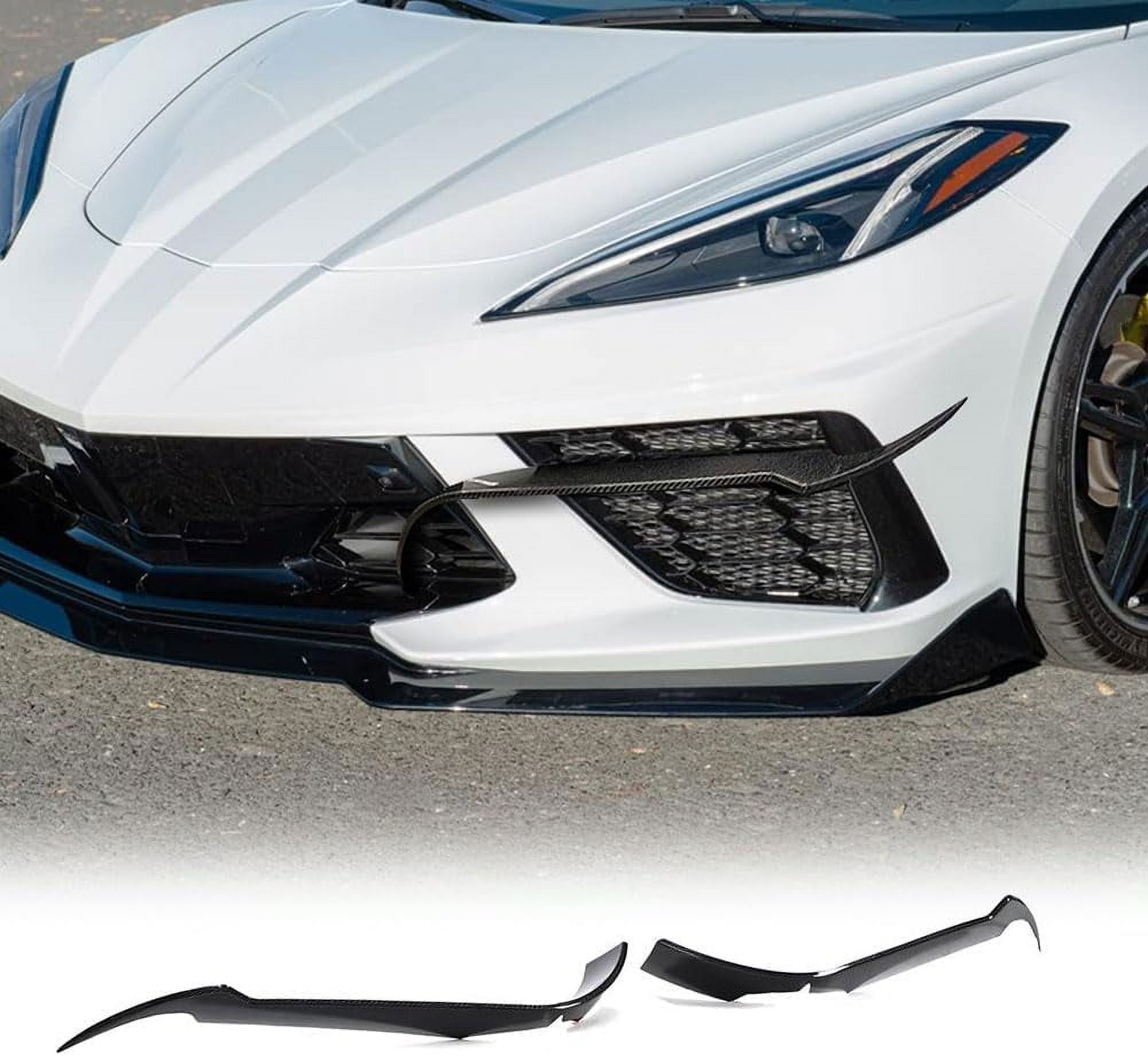 C8 Carbon Fiber Front Bumper Air Vent Canards Fins For Chevrolet ...