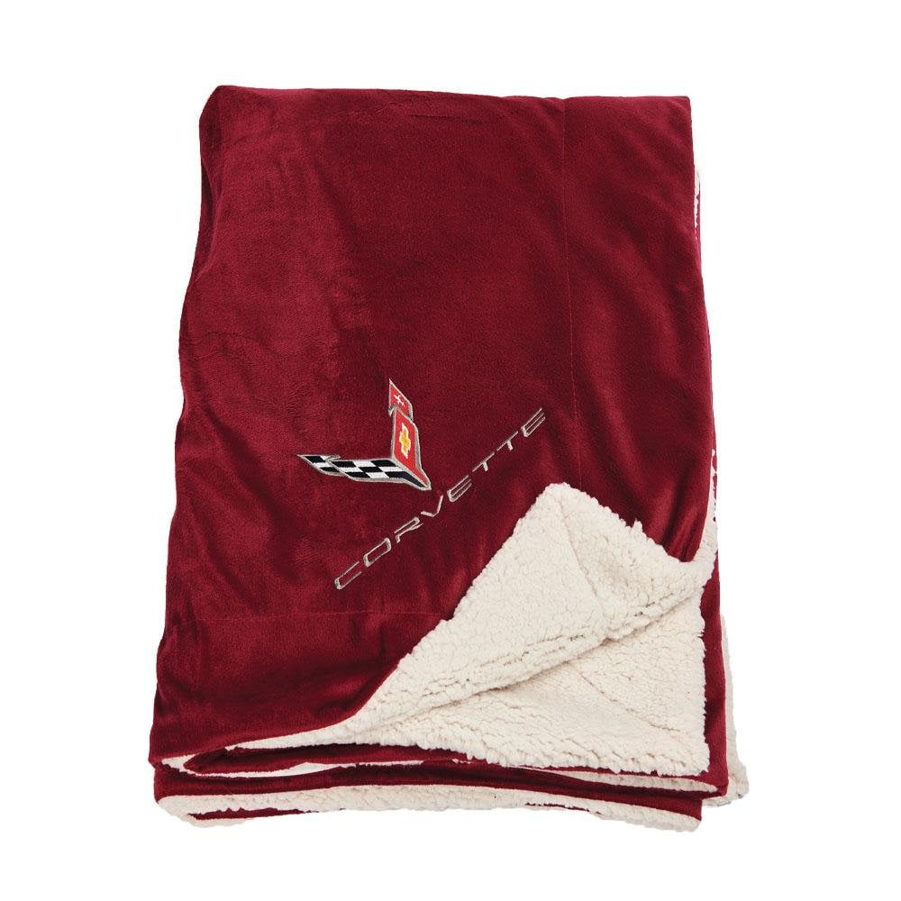 C8 Corvette Blanket - Lamb's Wool Throw Wine/Cream - Walmart.com