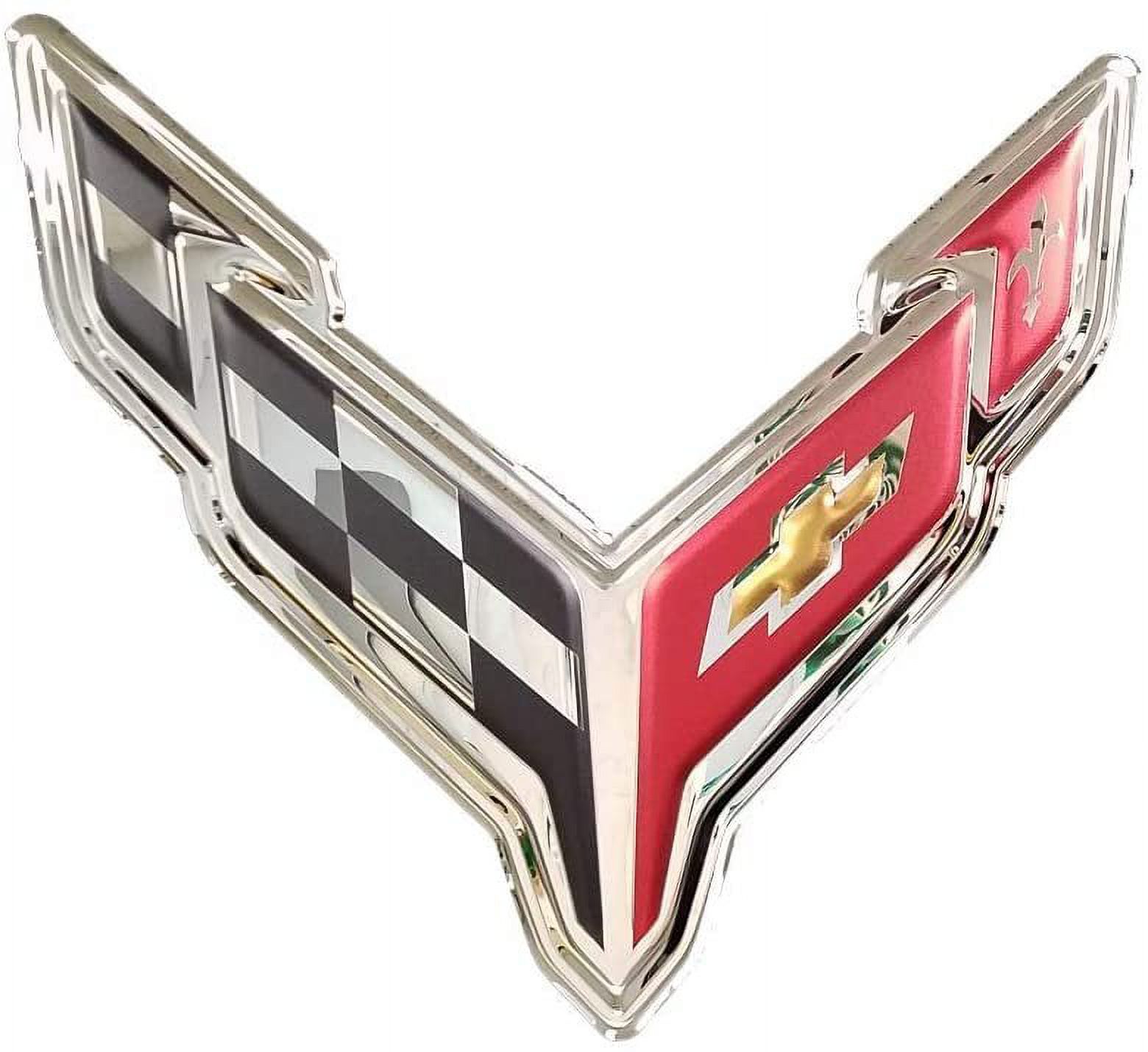 C8 Corvette Crossed Flags Stainless Steel Wall Hanging Sign - Chrome ...