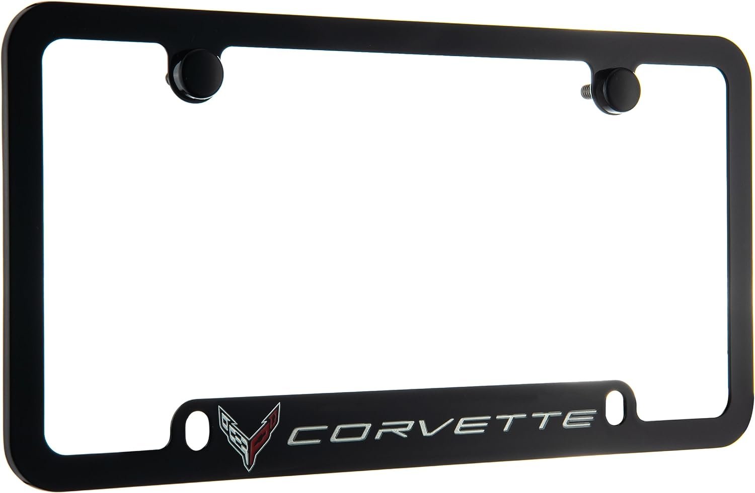 C8 Corvette License Plate Frame Black Metal - Notched with 4 Mounting ...