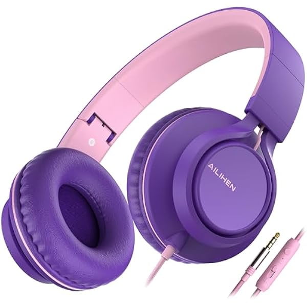 C8 Girls Headphones, On-Ear Headphones Wired with Microphone and Volume ...