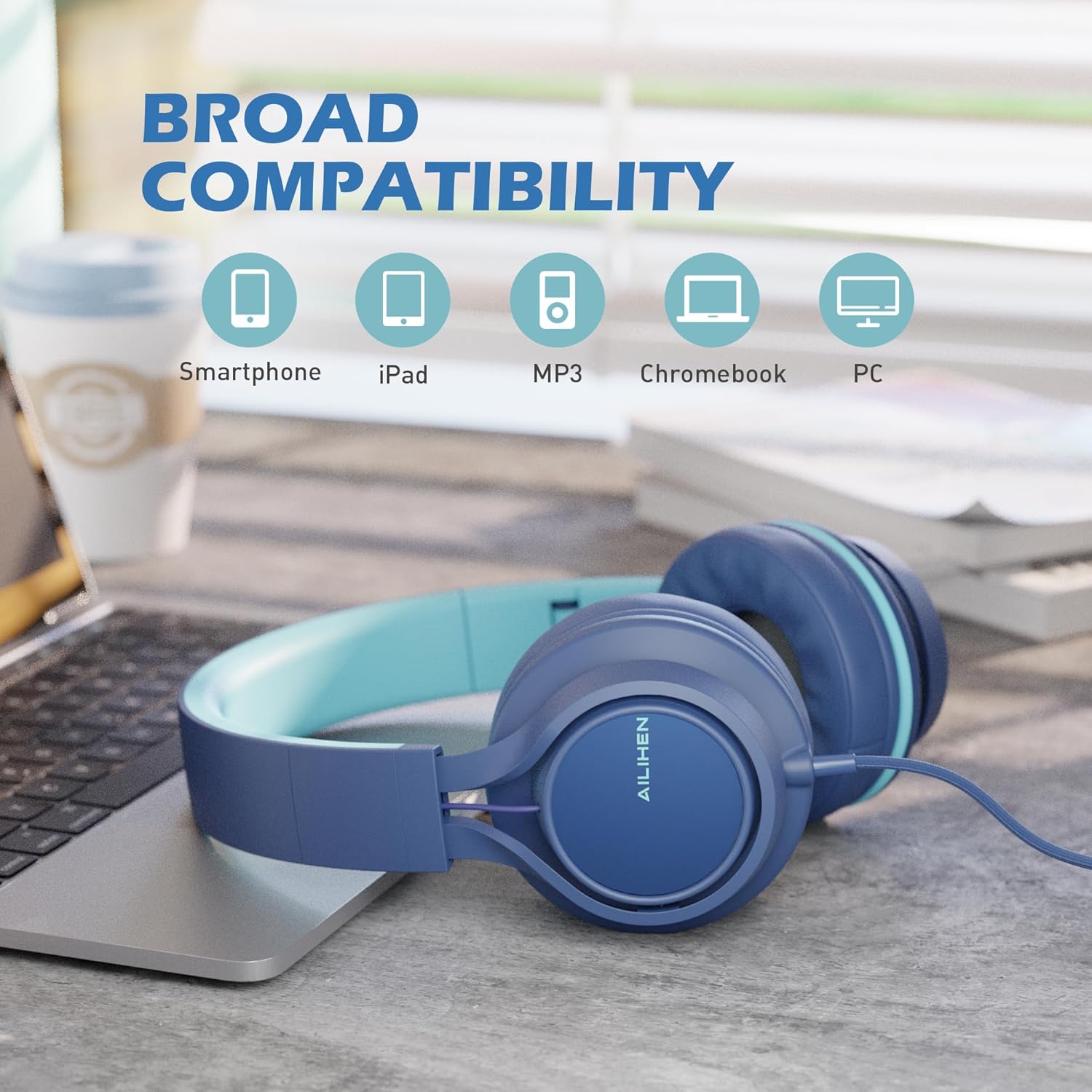 C8 Headphones Wired, On-Ear Headphones with Microphone and Volume ...