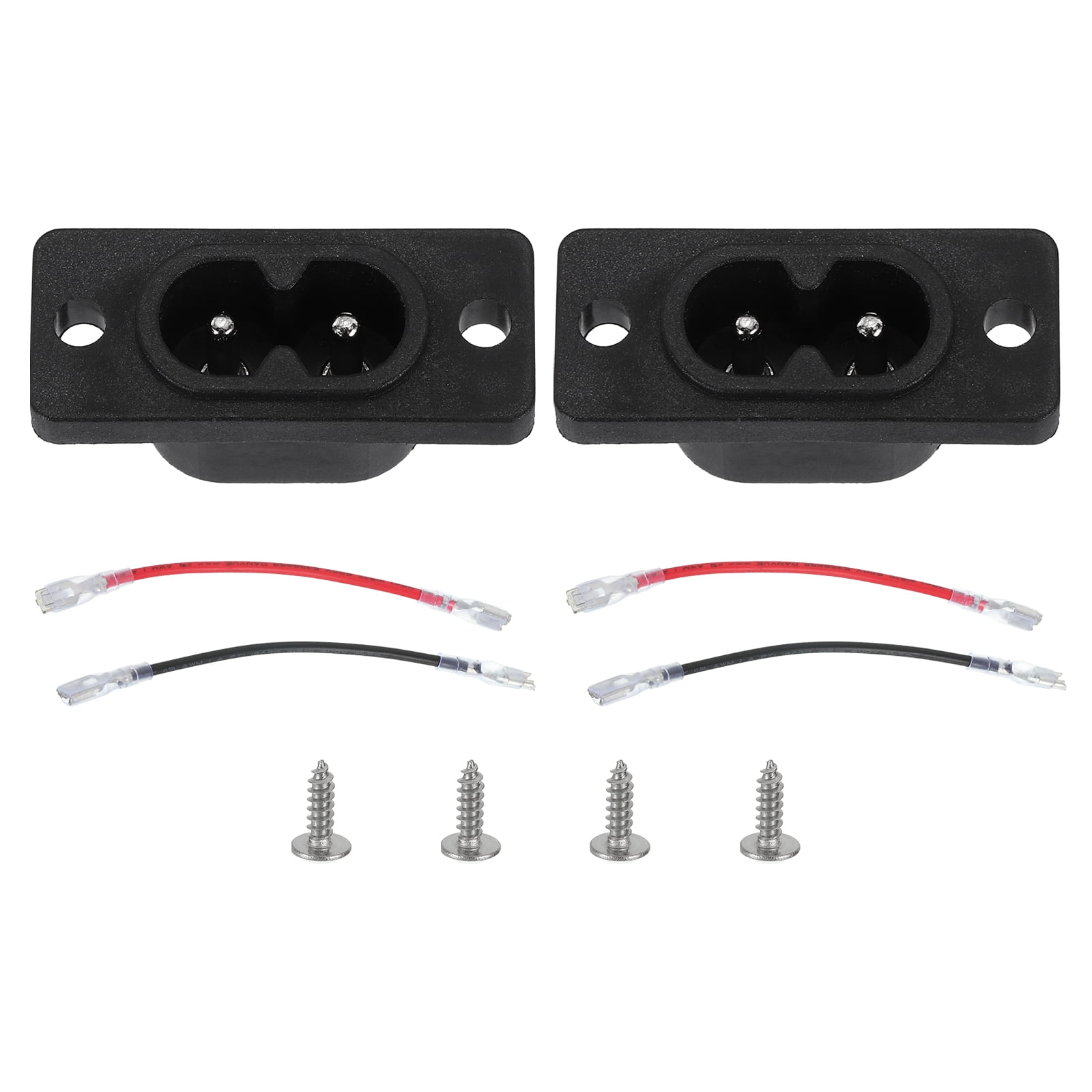 C8 Panel Mount Plug Adapter AC 250V 6A 2P IEC Plug Power W 2 Wire 2pcs ...