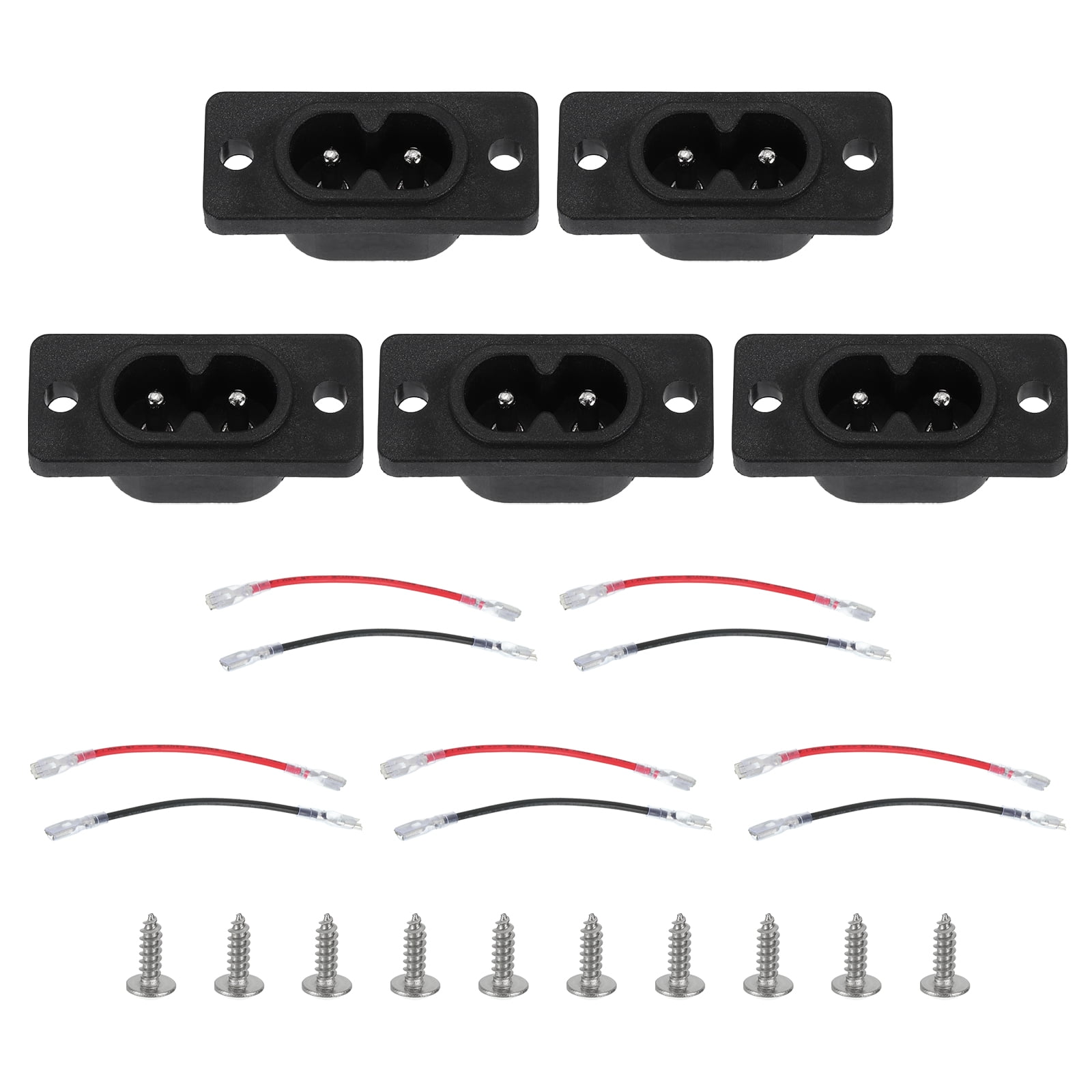 C8 Panel Mount Plug Adapter AC 250V 6A 2P IEC Plug Power W 2 Wire 5pcs ...
