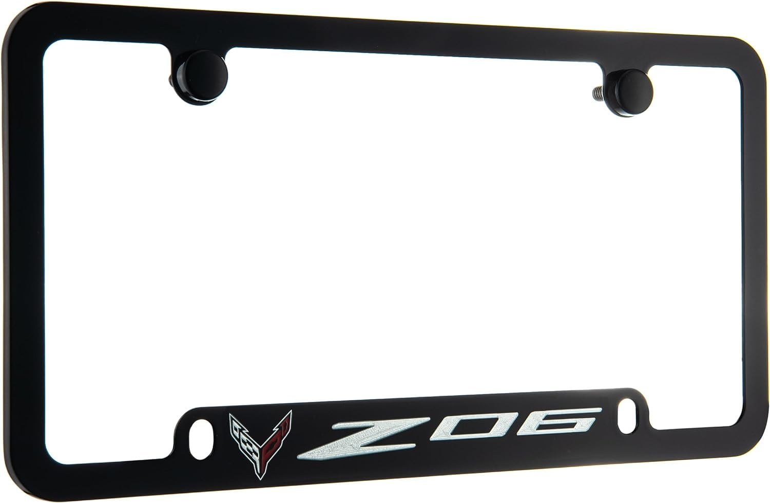 C8 Z06 Corvette License Plate Frame Black Metal - Notched with 4 ...