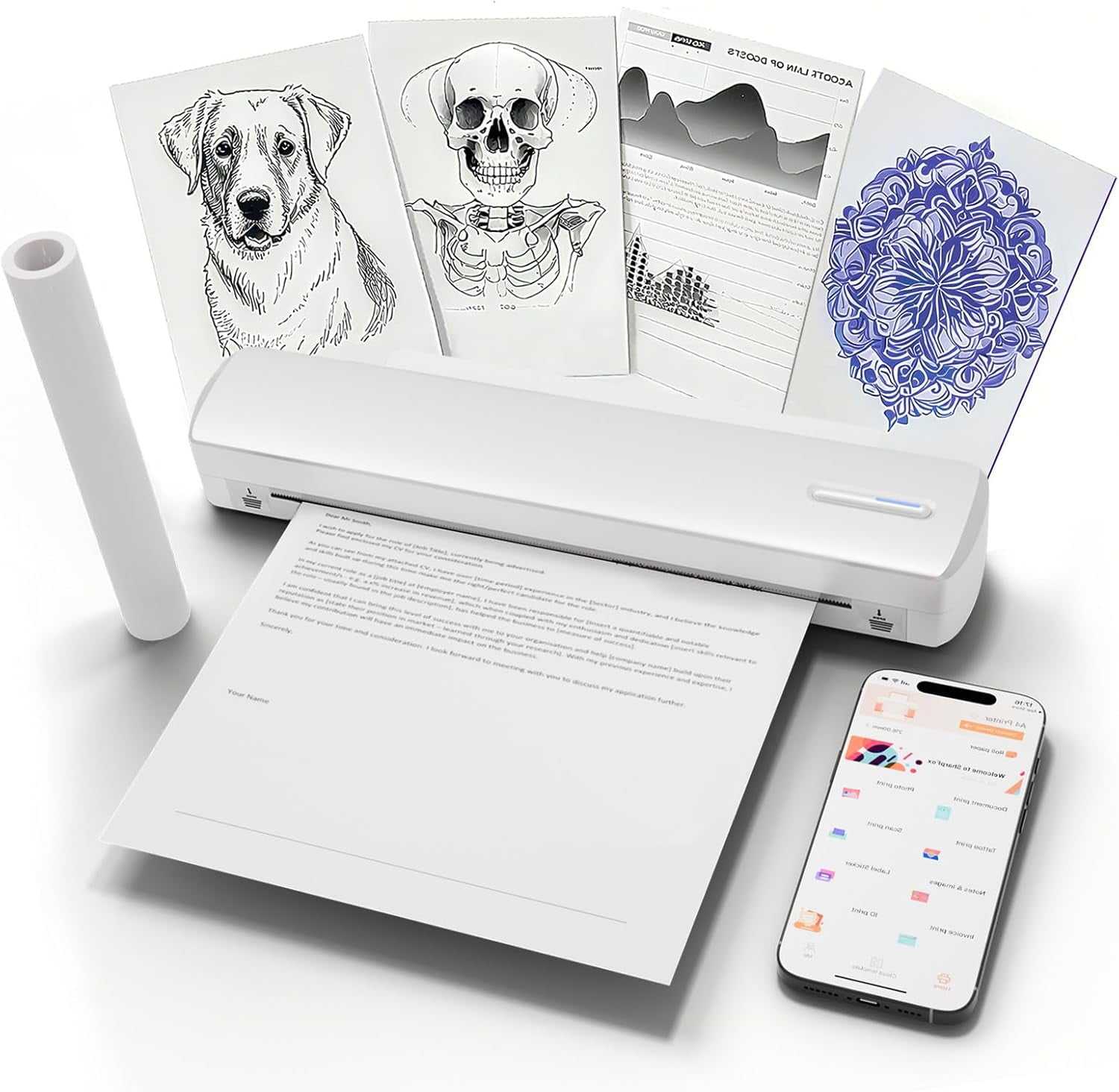 C80 Printer, Inkless Portable Printer for Travel, Supports A4 8.5 x 11 ...