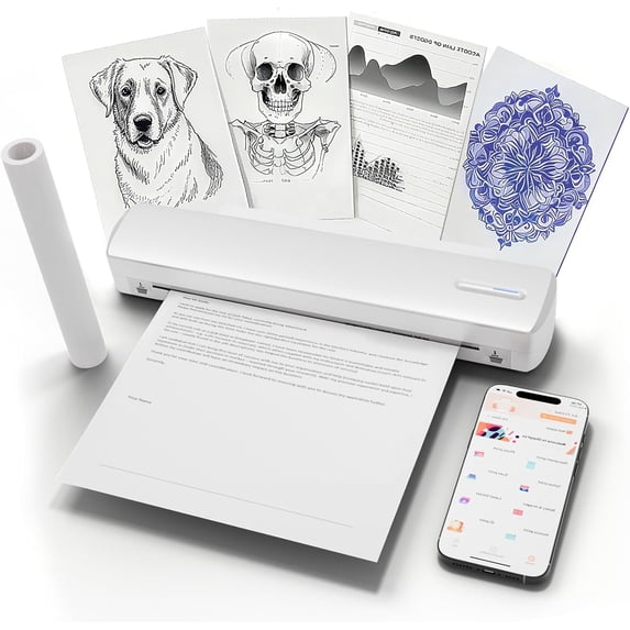 C80 Printer, Inkless Portable Printer for Travel, Supports A4 8.5 x 11 ...