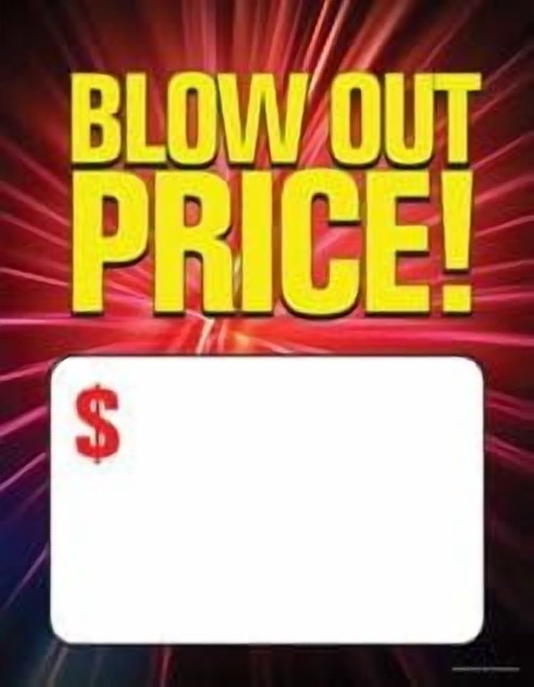 C80BOP Blow Out Sale Large Price Cards Sale Tags 8 1/2" x 11" pack of ...