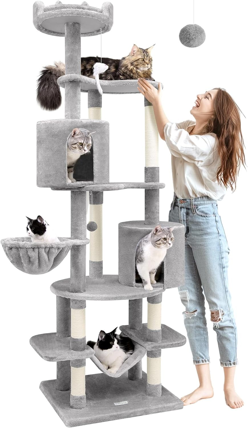 C81 Max Tall Cat Tree Tower for Large Cats | 81'' Multi-Level Activity ...
