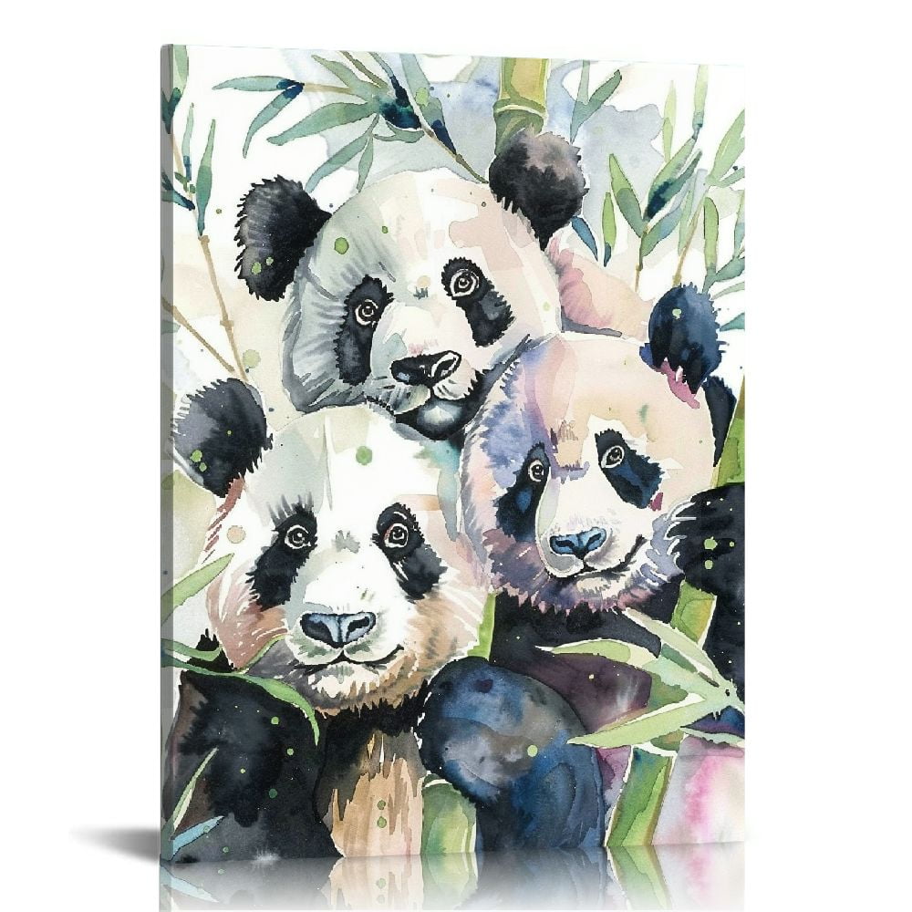C8BUSIS Panda Canvas Print Wall Art Colorful Paintings Cute Mom Panda ...