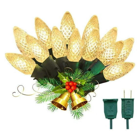 C9 Christmas Lights 50 FT, Strawberry Bulbs - Warm White, Connectable ...