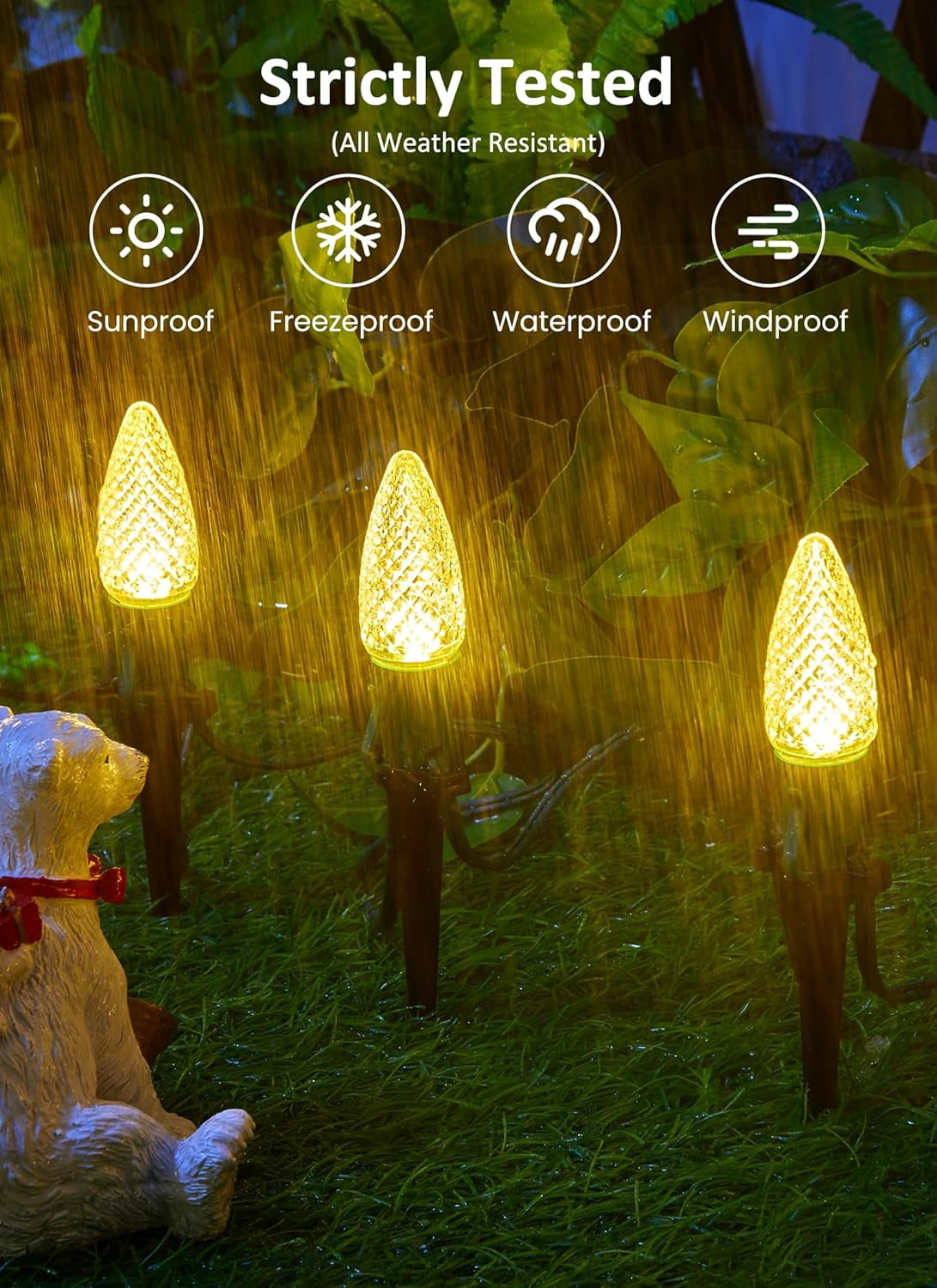 C9 Christmas Pathway Lights Outdoor, 25.7 Feet 20 LED C9 Strawberry ...