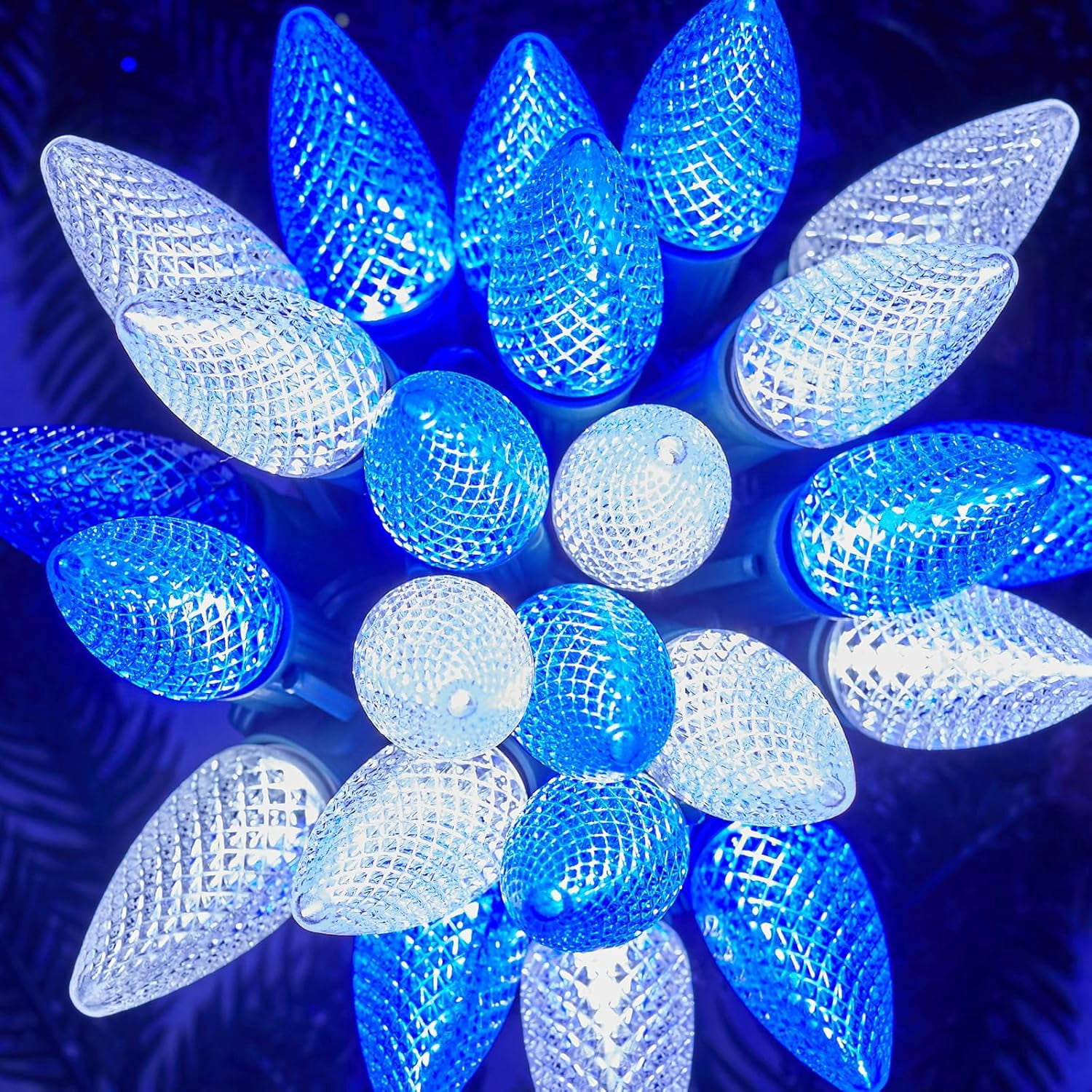 C9 Christmas String Lights, Blue and Pure White Commercial Outdoor ...