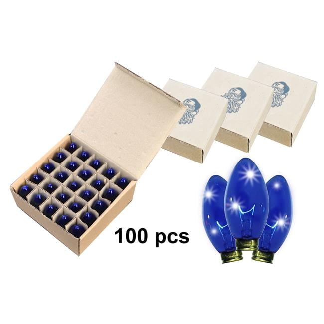 C9 Dimmable Incandescent Twinkle E17 Base Bulbs, Transparent Blue ...