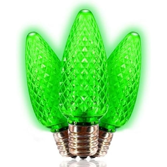 C9 LED Bulb (Pack of 25) LED Green Replacement Christmas Light Bulbs ...