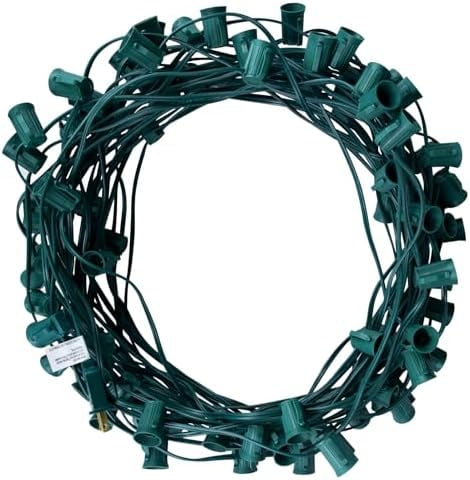 C9 Light Strand, 100 FT Outdoor String Lights Christmas Stringer with ...