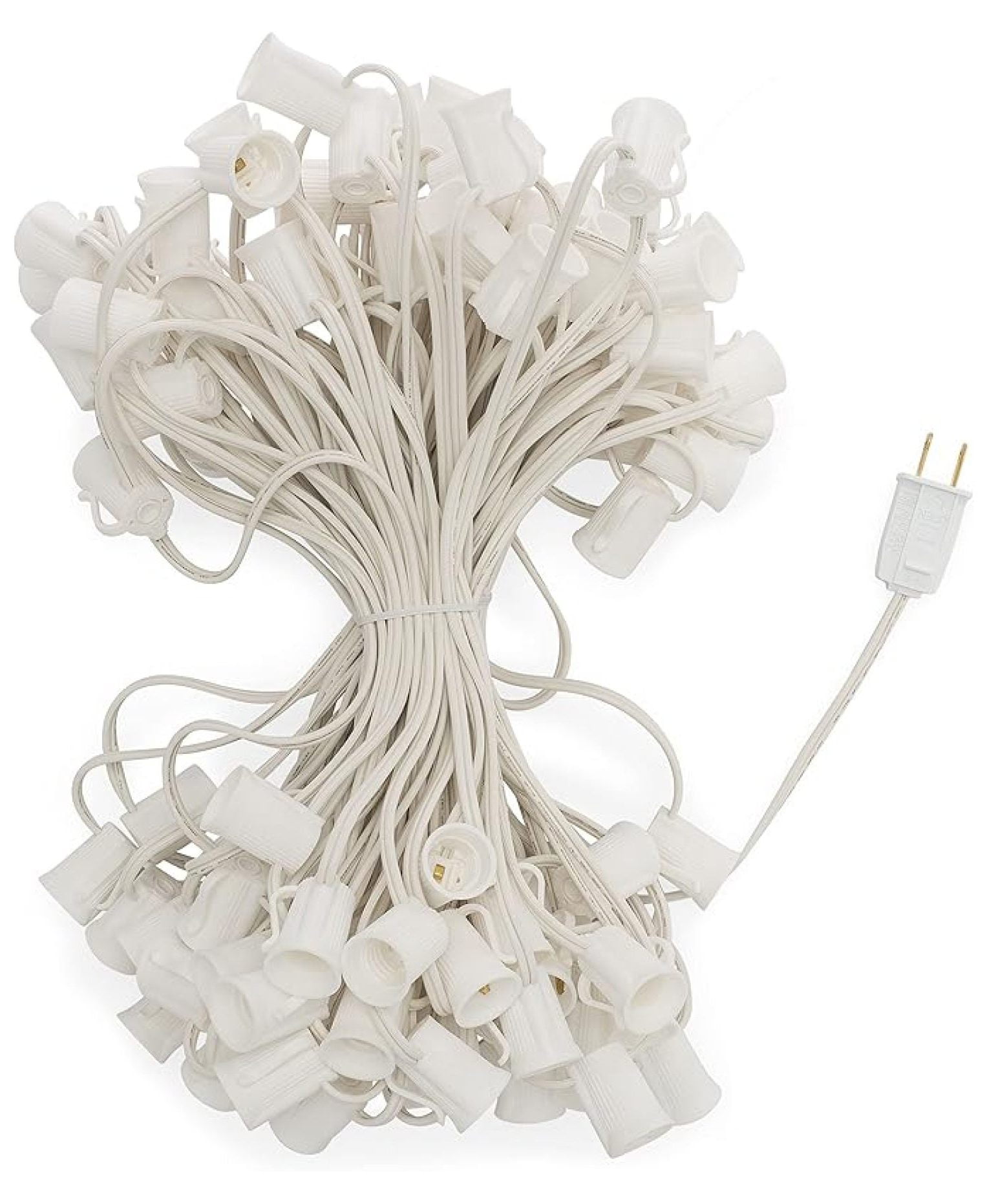 C9 Light Stringer 100ft - SPT-2 Wire - 12" Socket Spacing - White - for ...