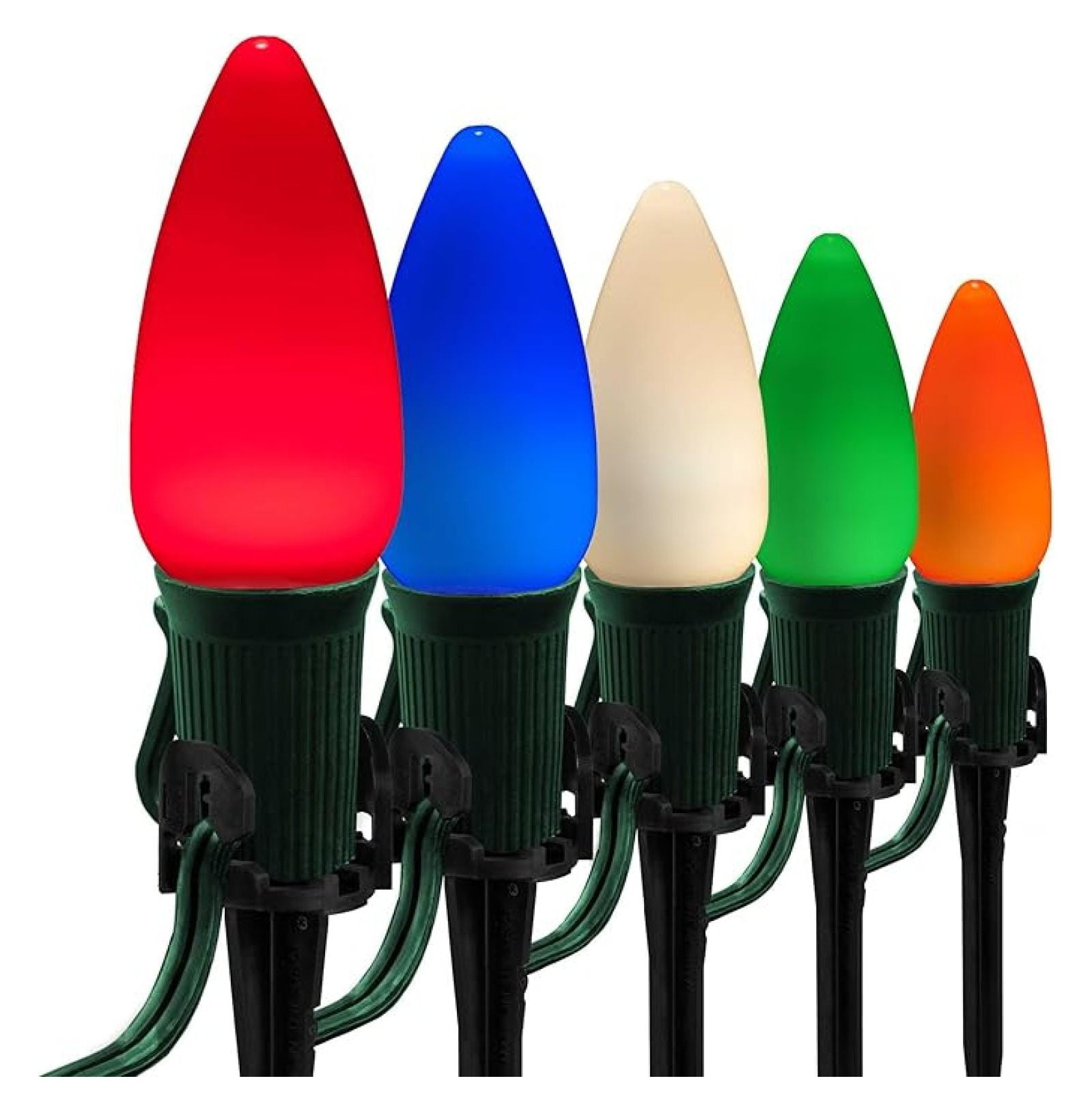 C9 Multicolor Pathway Lights 25ft - OptiCore LED Outdoor Christmas ...