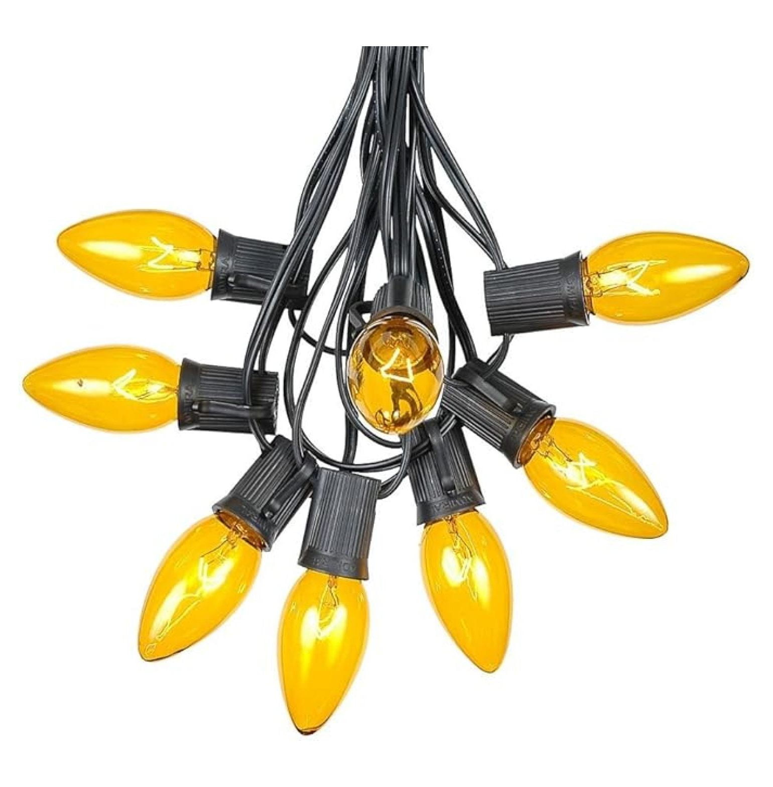 C9 Outdoor Christmas Lights 100 Foot - Black Wire String Lights for ...