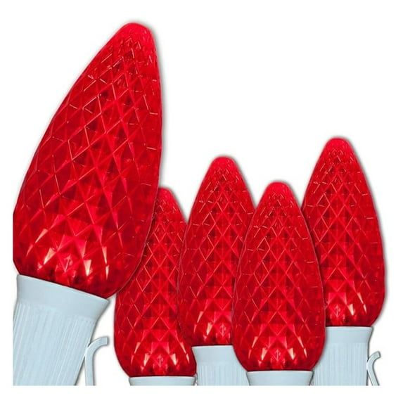 C9 Red Christmas Lights Outdoor, 50ft 50 LED, Heavy Duty White Wire ...