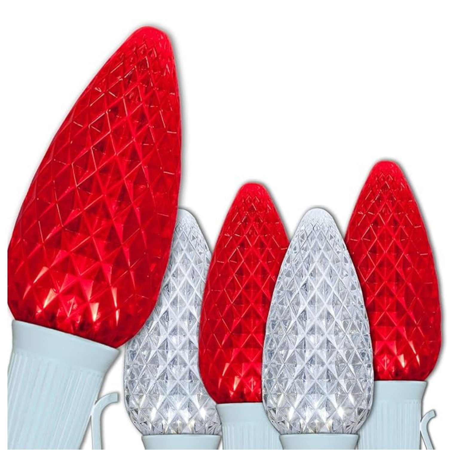 C9 Red & Cool White Christmas Lights - 100ft LED Heavy Duty Outdoor ...