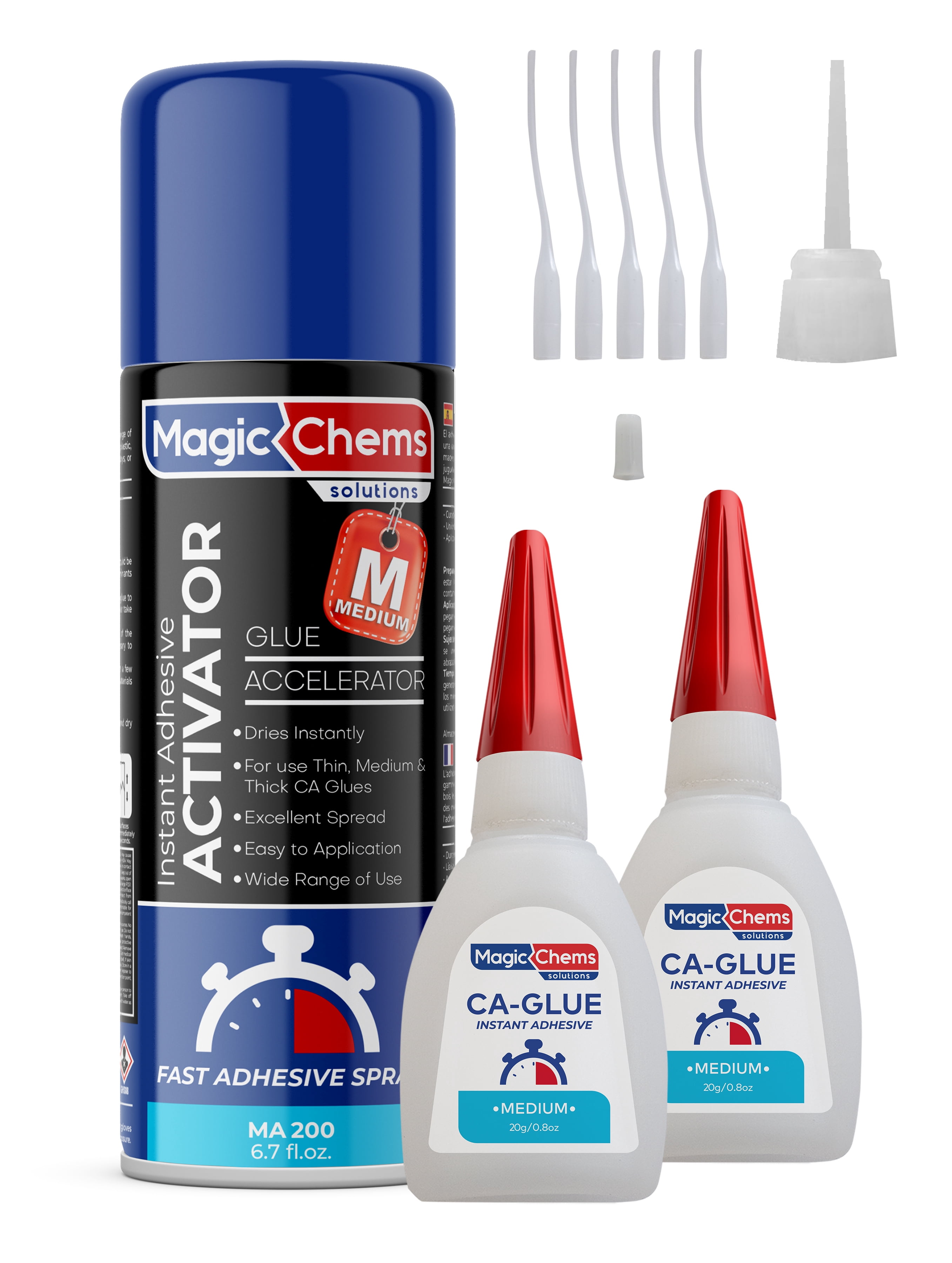 CA Glue with Activator Kit (2 x 0.8 oz Glue + 6.7 fl oz Activator ...