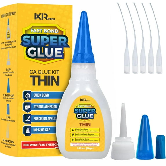 CA Glue Thin Viscosity Kit, 1.75 oz. Cyanoacrylate Glue, for Precision ...