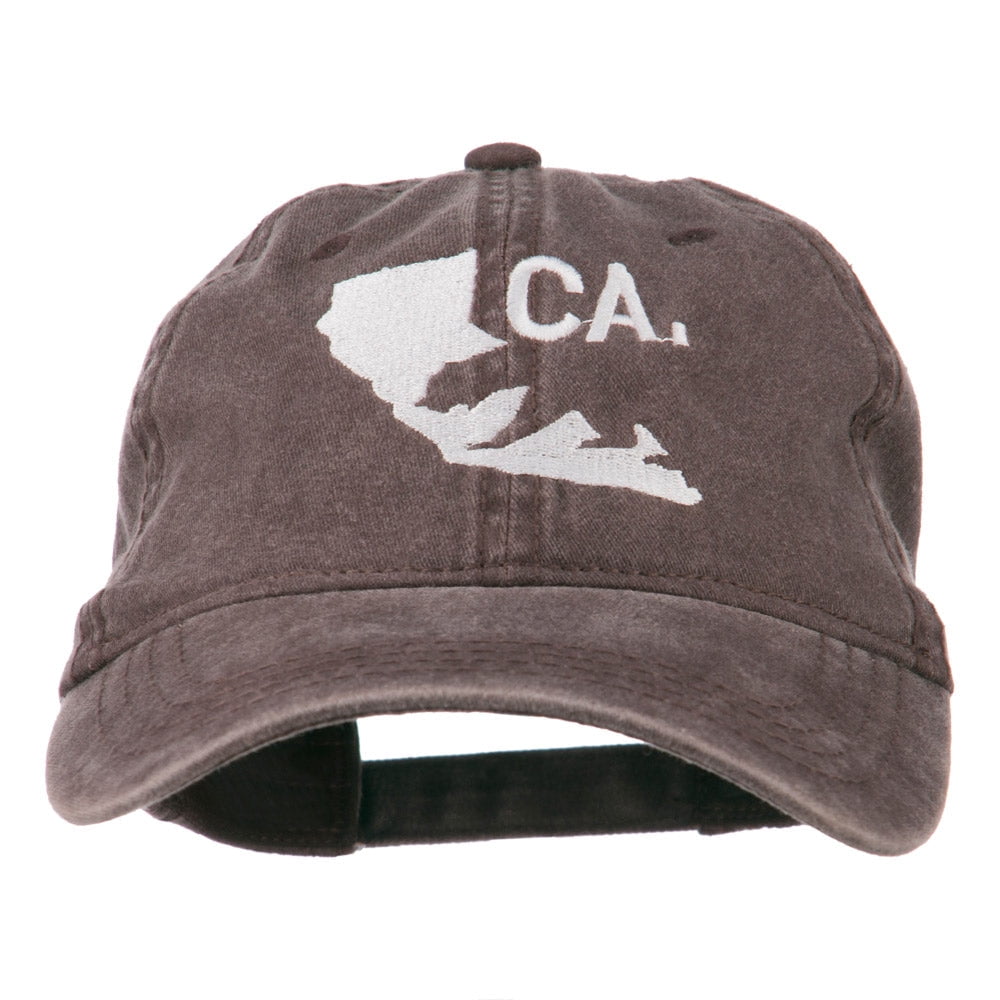 CA Map with Bear Embroidered Washed Cap - Brown OSFM - Walmart.com