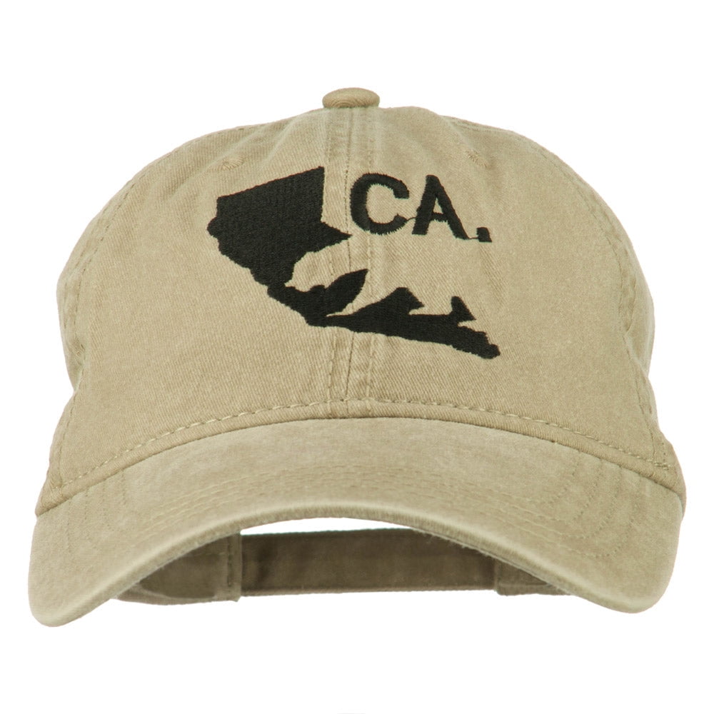 CA Map with Bear Embroidered Washed Cap - Khaki OSFM - Walmart.com